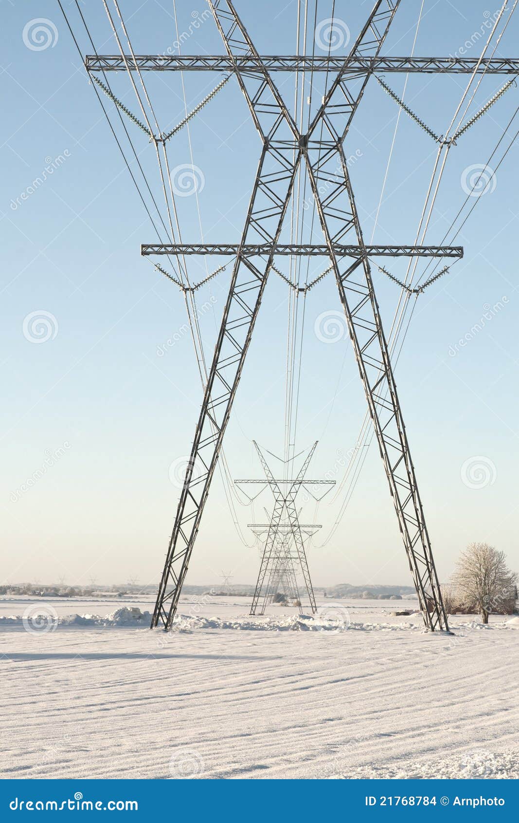 Power Pylons Against the Blue Sky Stock Photo - Image of pylon, steel ...