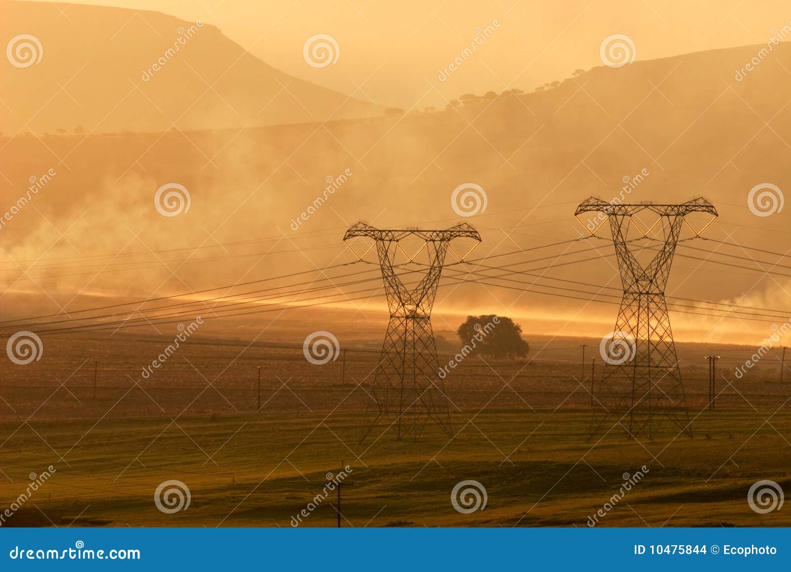 Power pylons at sunset stock photo. Image of dusk, scenery - 10475844