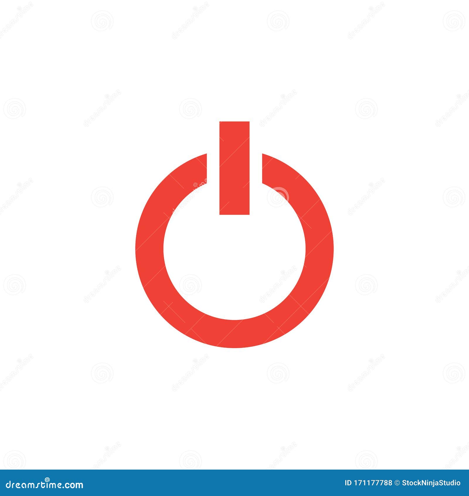 Power Red Icon on White Background. Red Flat Style Vector Illustration ...