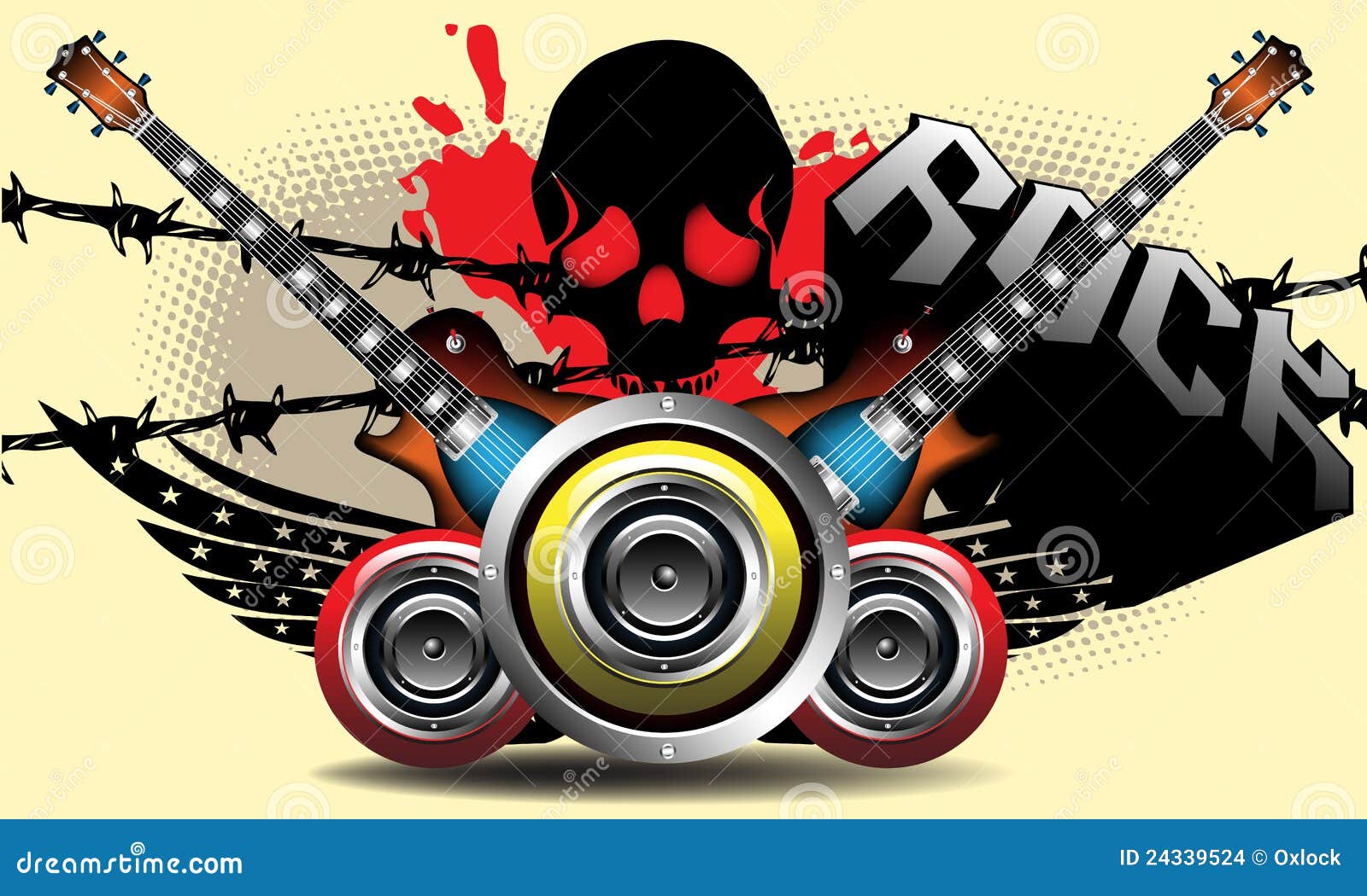 The power of rock music stock vector. Illustration of graphic - 24339524