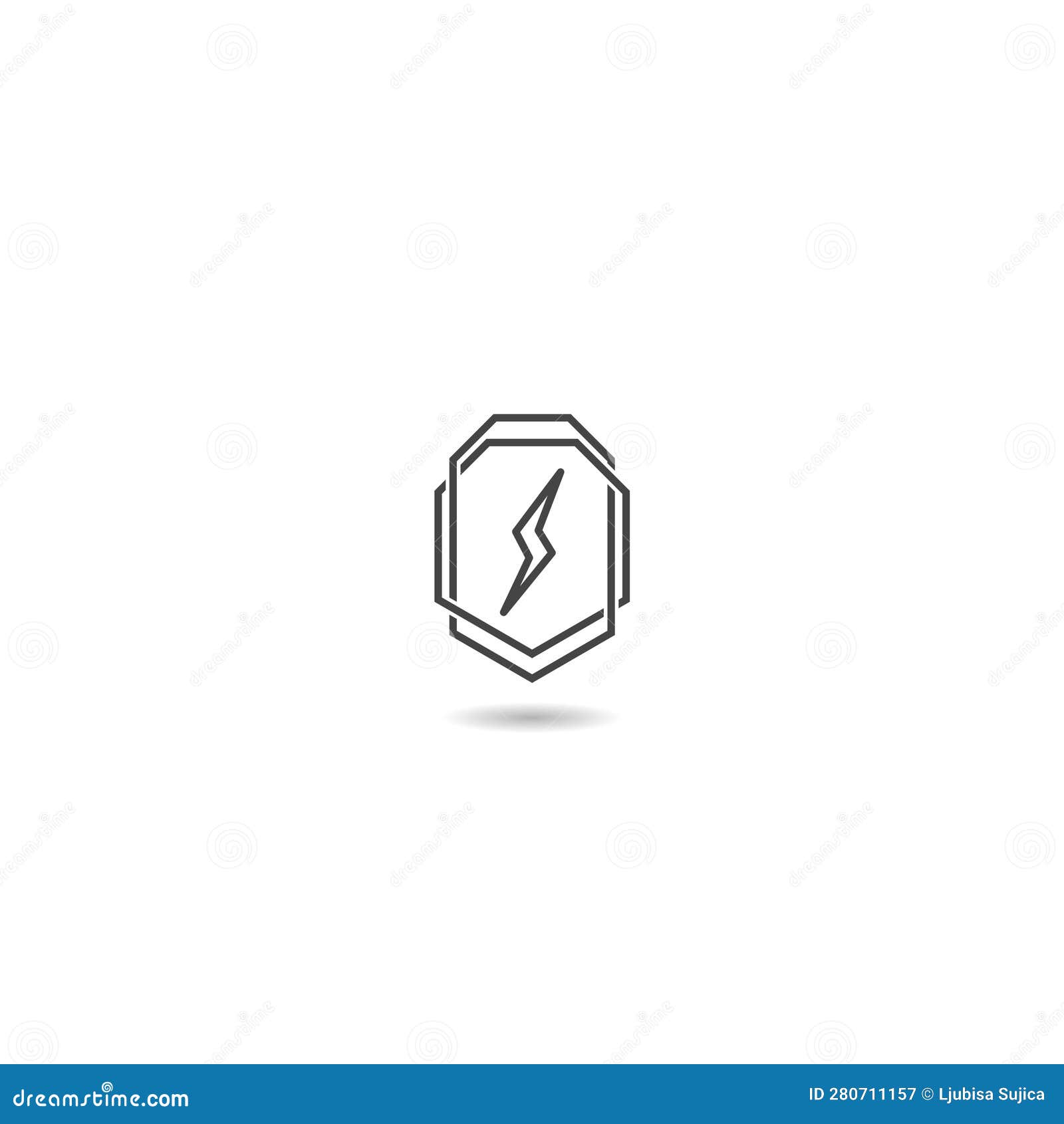 Power Safety Line Icon with Shadow Stock Vector - Illustration of flash ...