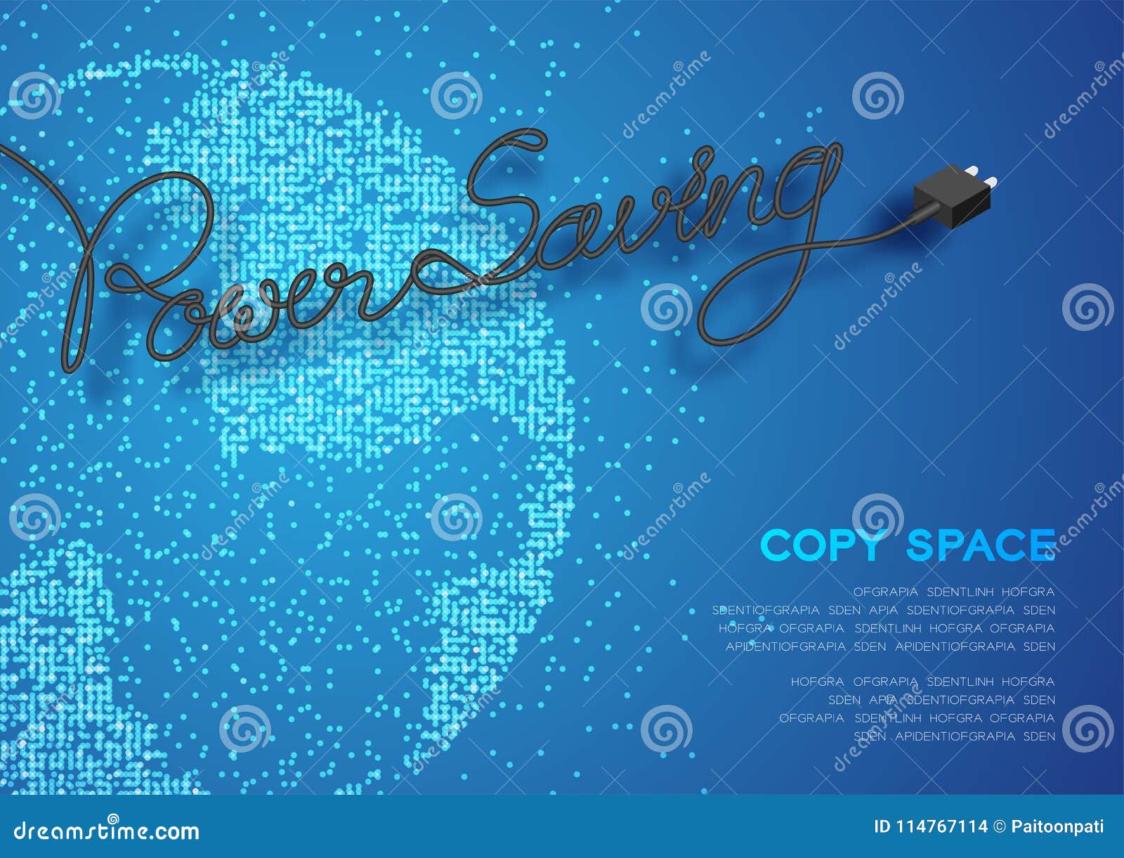 Power Saving Text Made from Plug Cable Black Color, Environment Concept ...