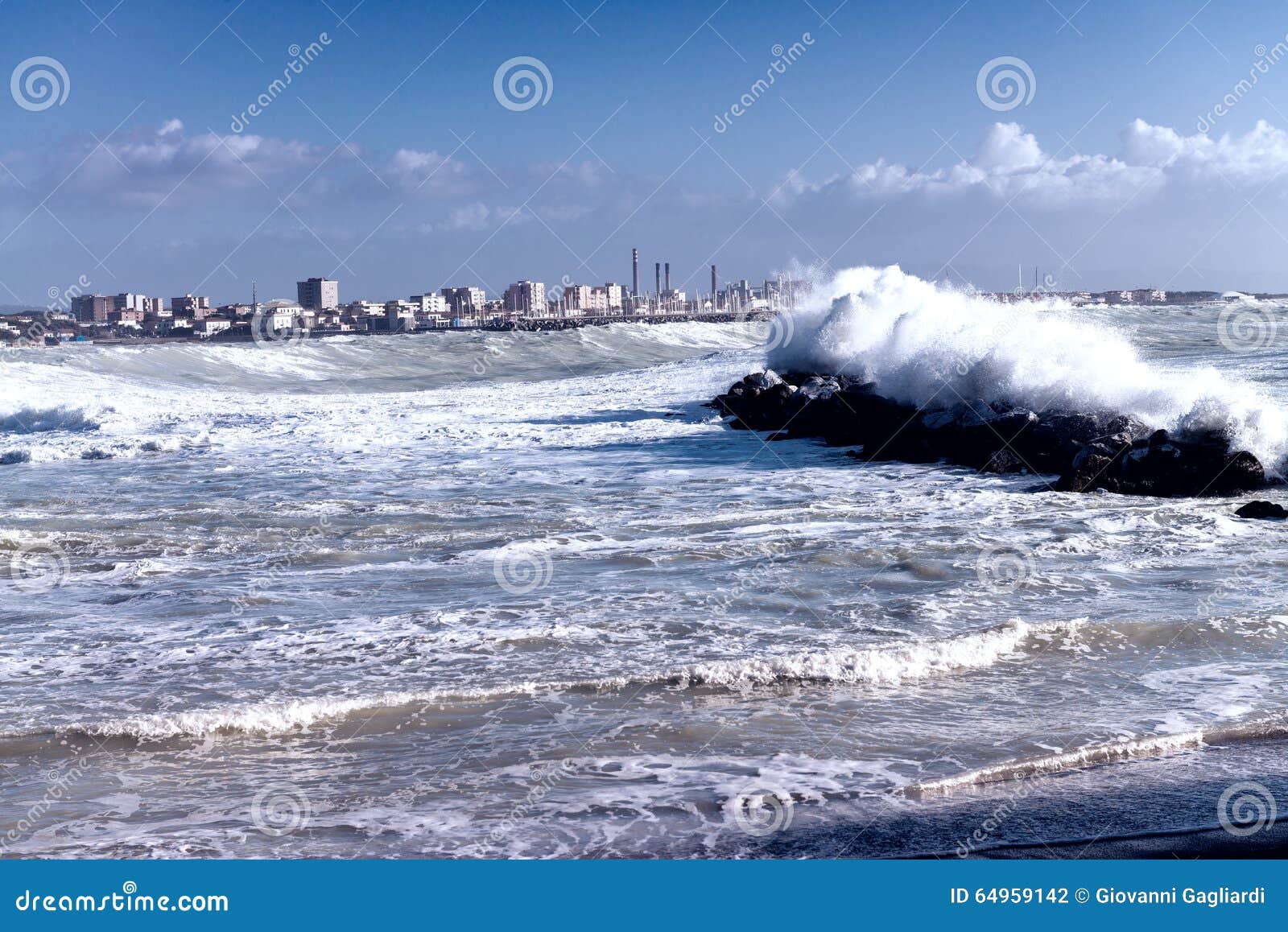 Power of Sea Waves on the Coast Stock Photo - Image of weather, splash ...