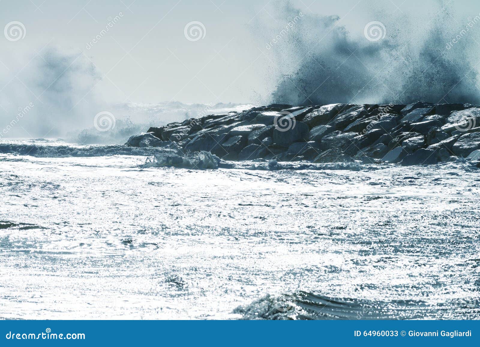 Power of Sea Waves on the Coast Stock Image - Image of clouds, power ...