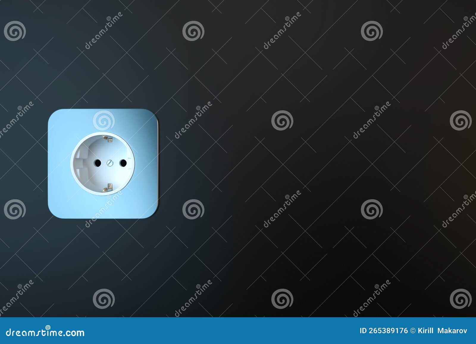 Power Socket on Black Wall. 3D Rendering Stock Illustration ...