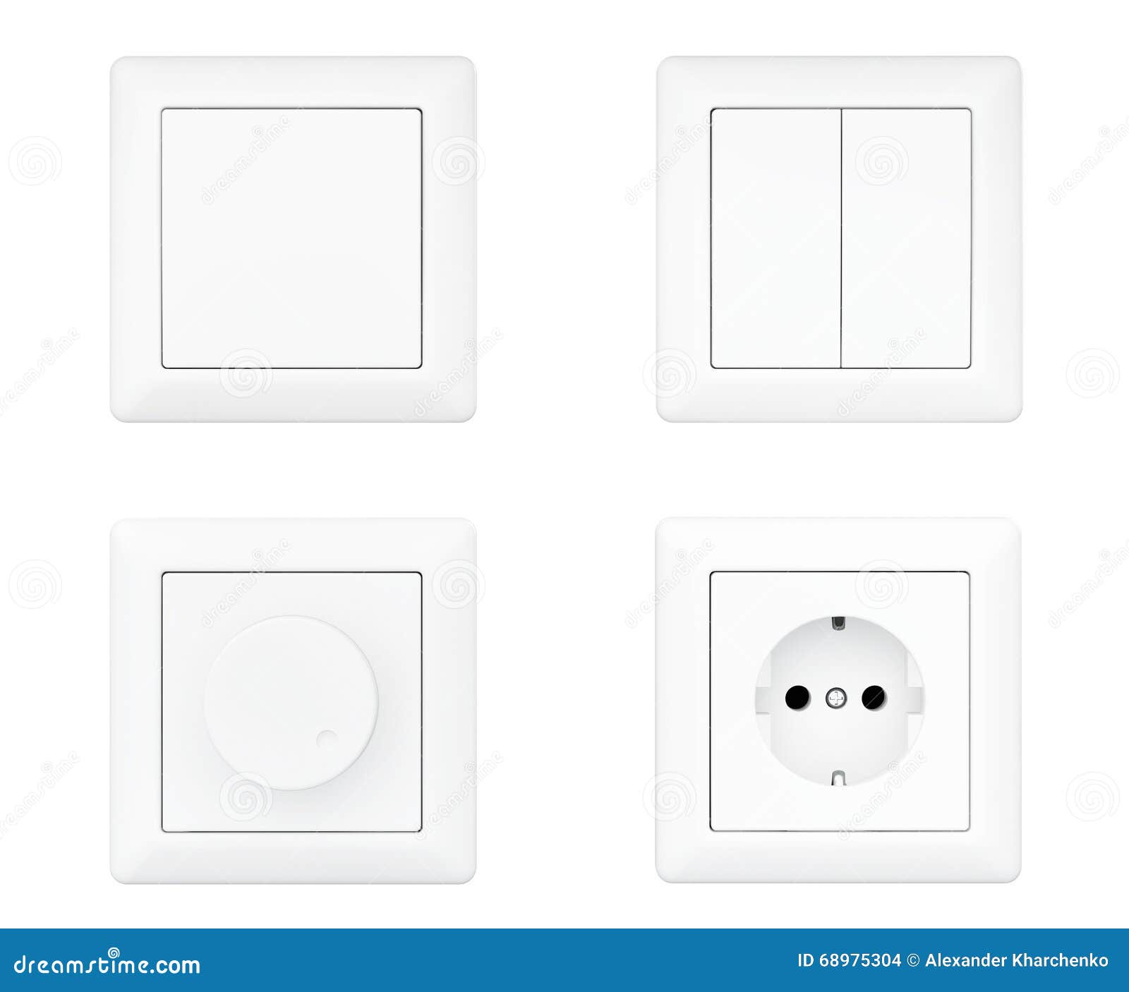 Light Switches Single, Double, Triple Realistic Set. Sockets And ...