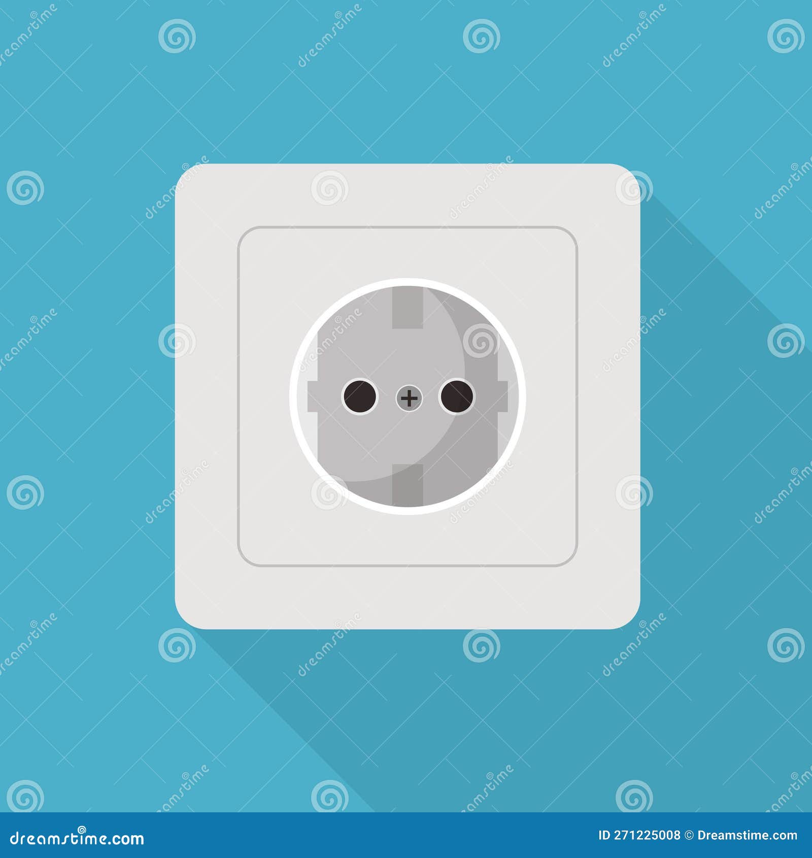 Power Socket in Flat Style. Electricity Socket on Wall with Shadow ...