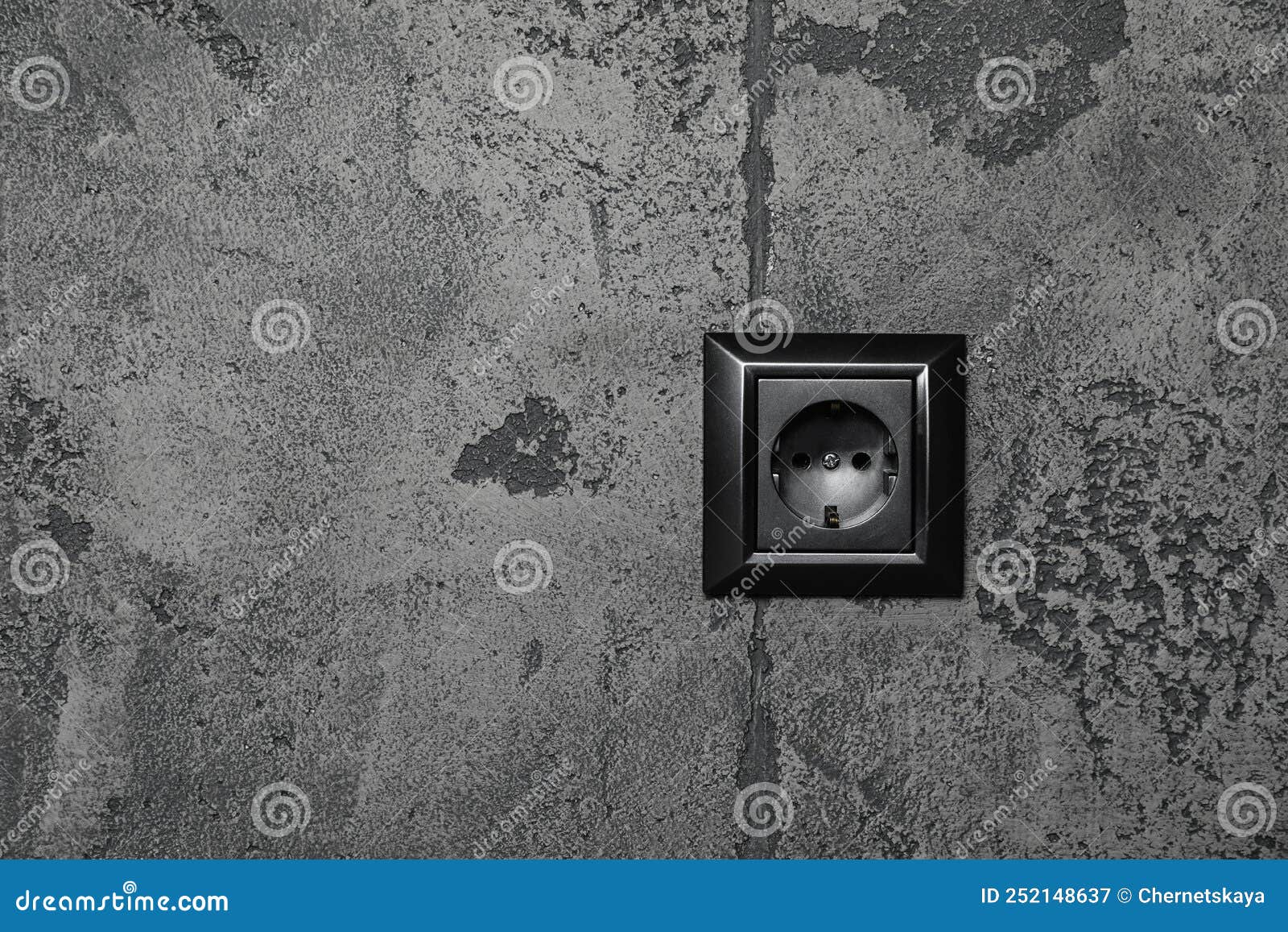 Power Socket on Grey Wall, Space for Text. Electrical Supply Stock ...