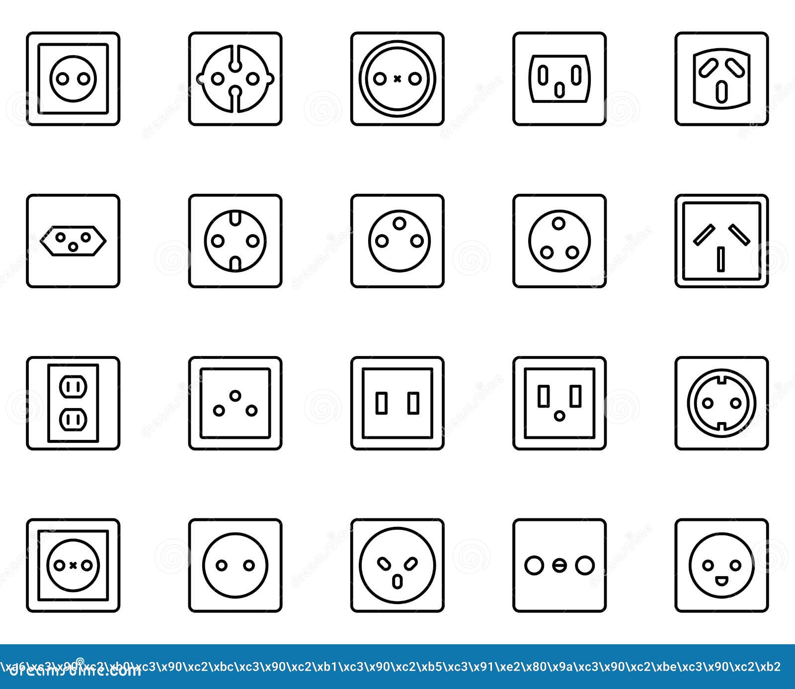 Power socket icon set stock vector. Illustration of graphic - 194349879