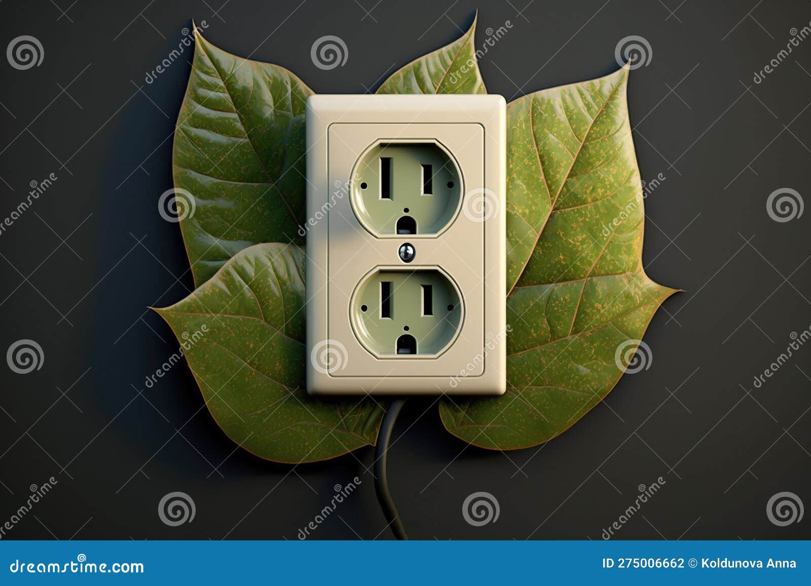 Power Socket on Leaf, Created with Generative AI Technology Stock Photo ...