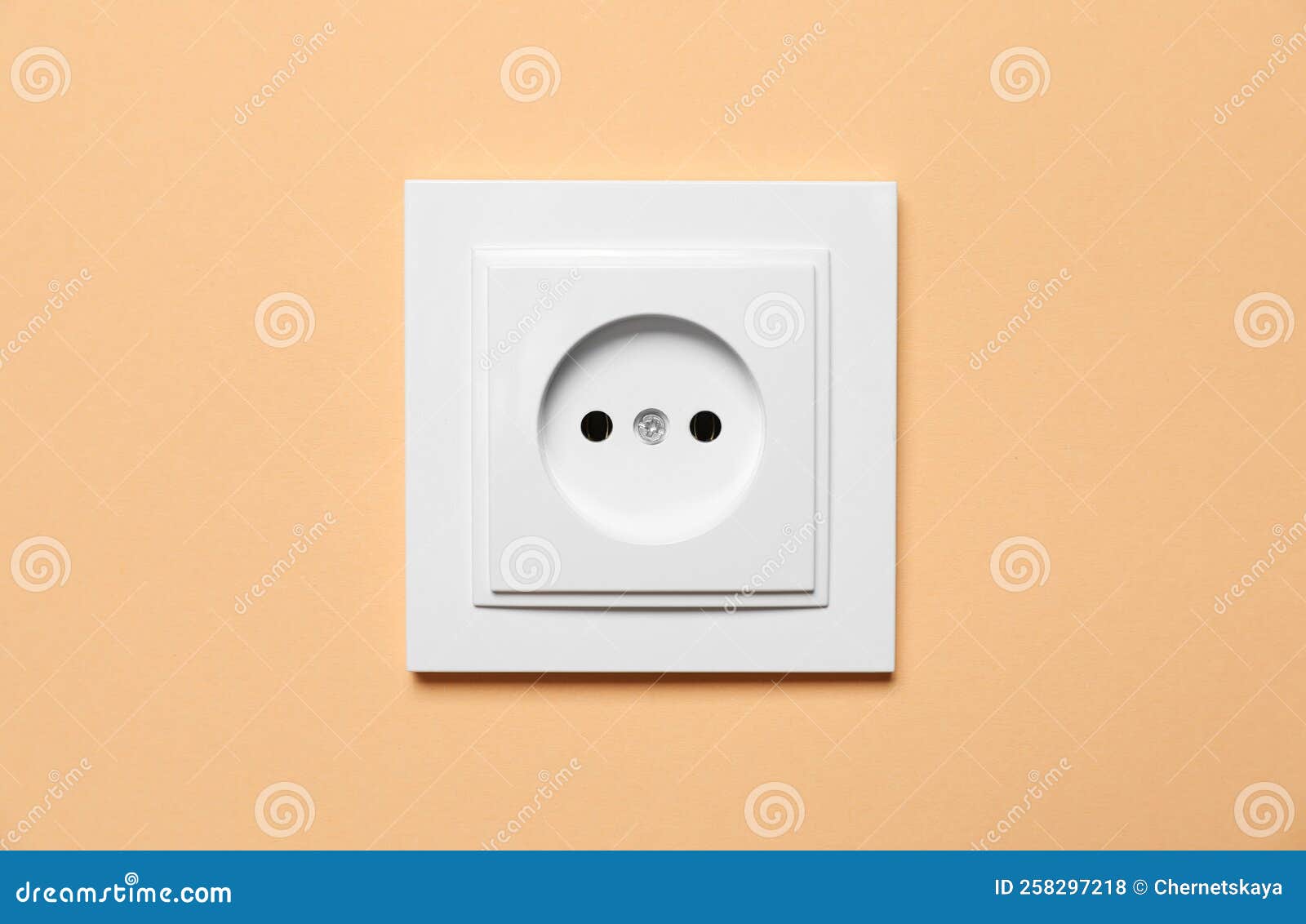 Power Socket on Pale Orange Wall. Electrical Supply Stock Photo - Image ...