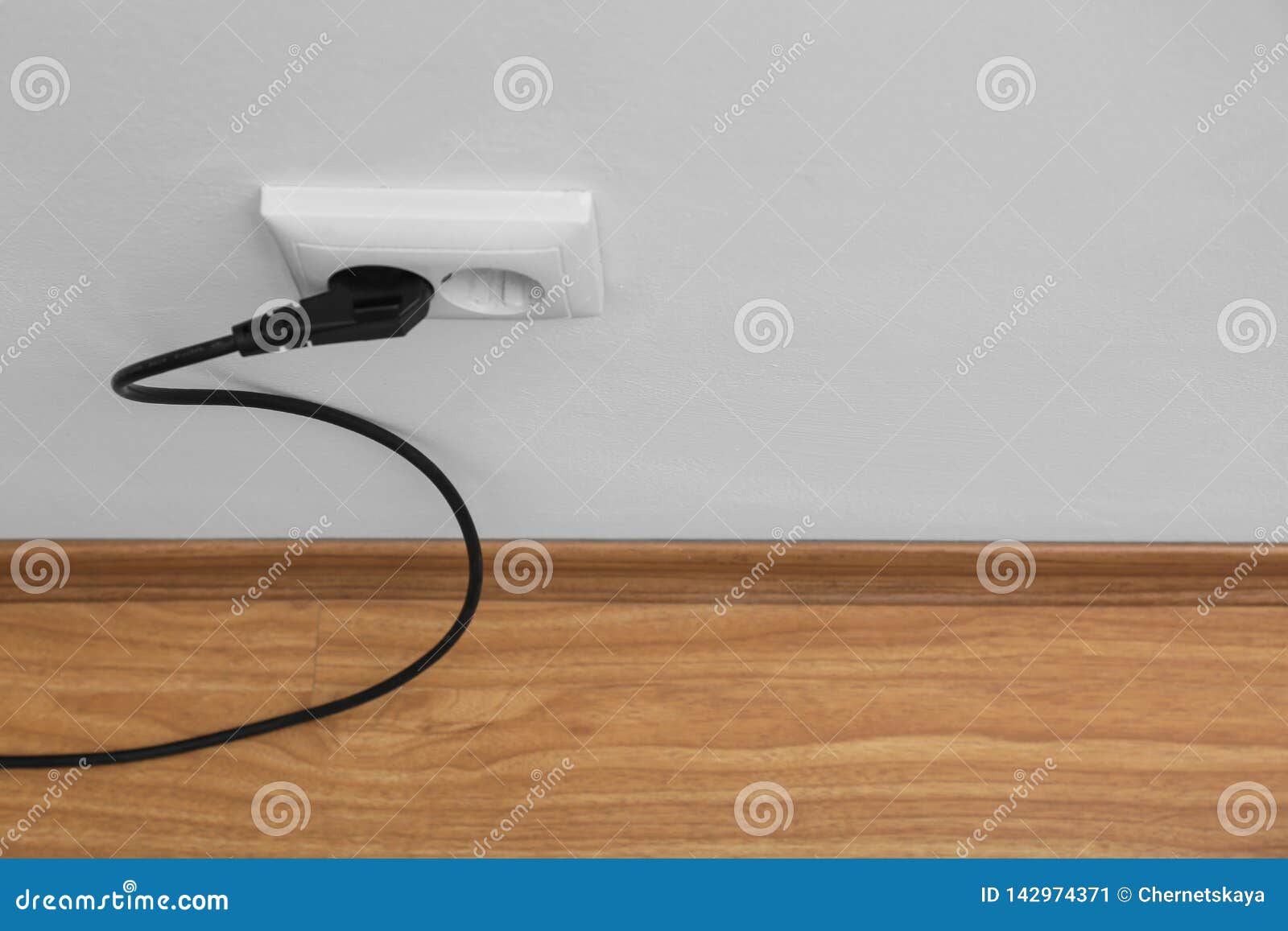 Power Socket and Plug on Wall Indoors, Space for Text Stock Image ...