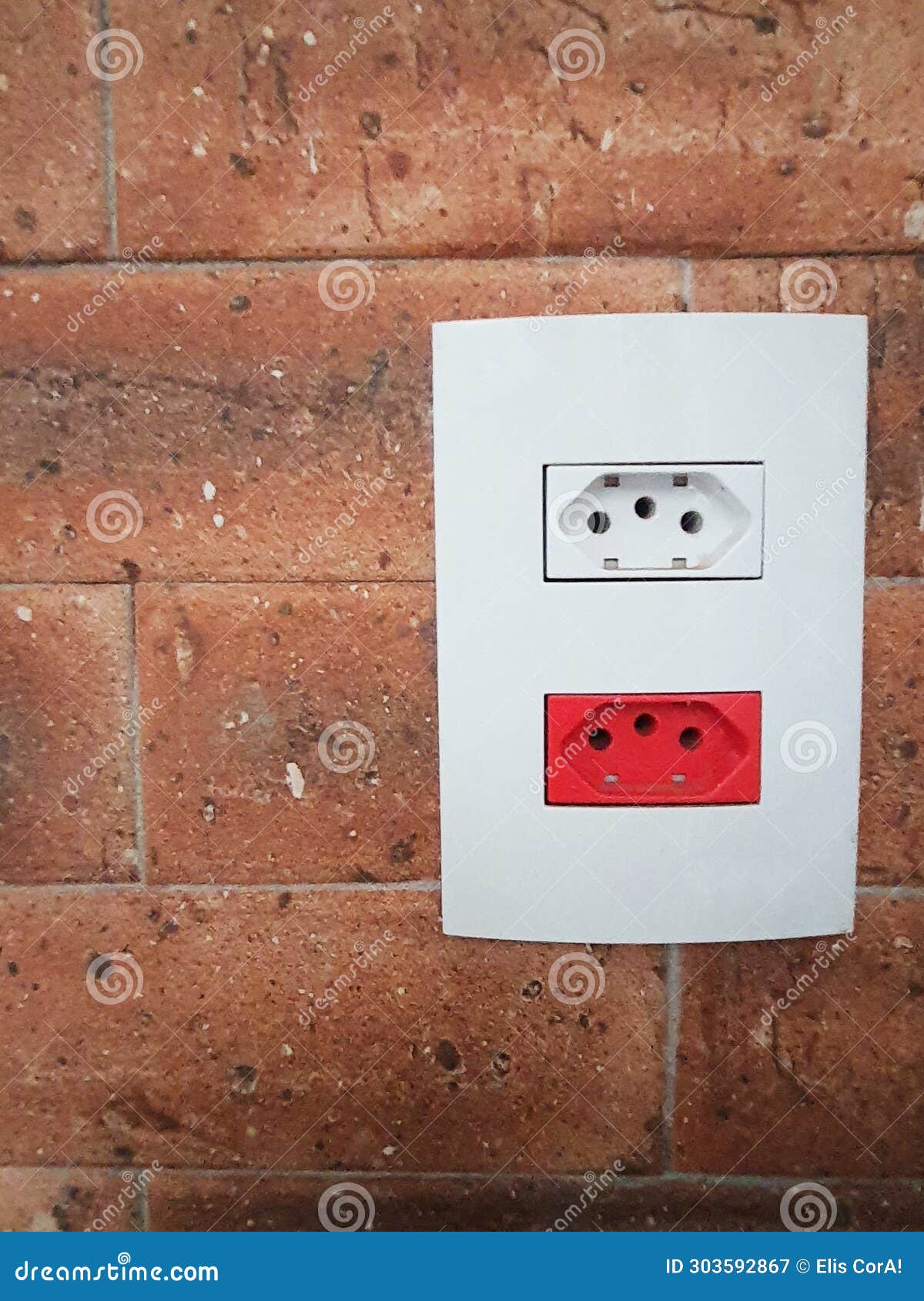 Power Socket, Red Color Indicates Different Voltage, Isolated . Stock ...