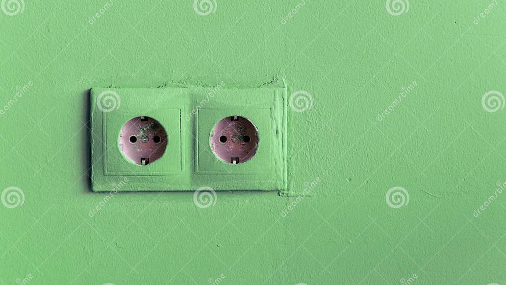 Power Socket, Single Power Socket in Empty Wall Stock Image - Image of ...