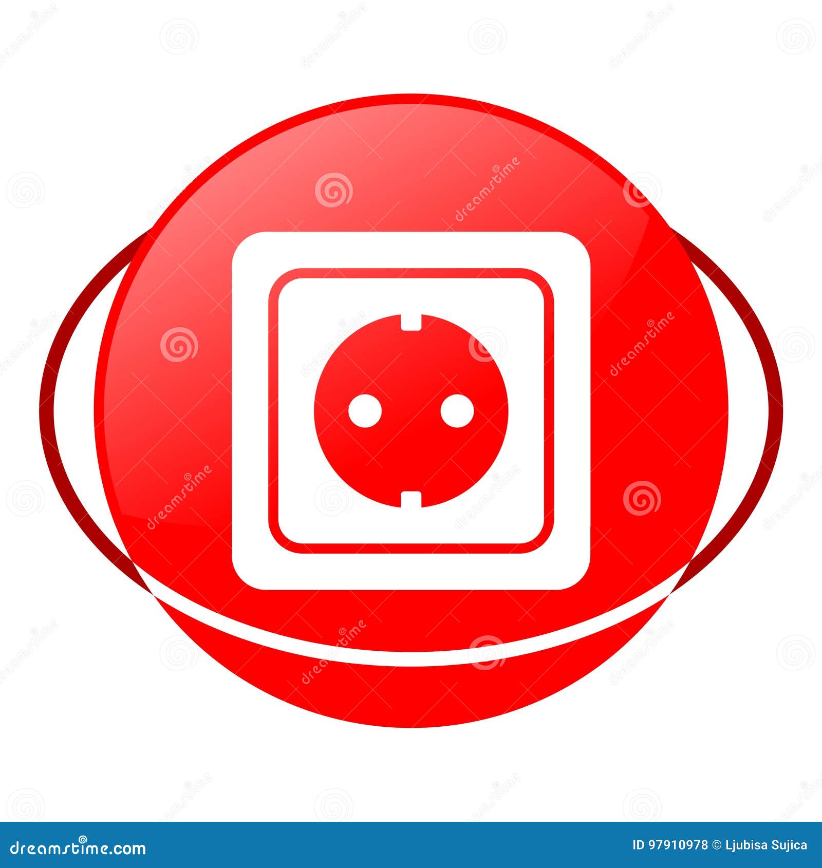 Power Socket Vector Illustration, Red Icon Stock Vector - Illustration ...