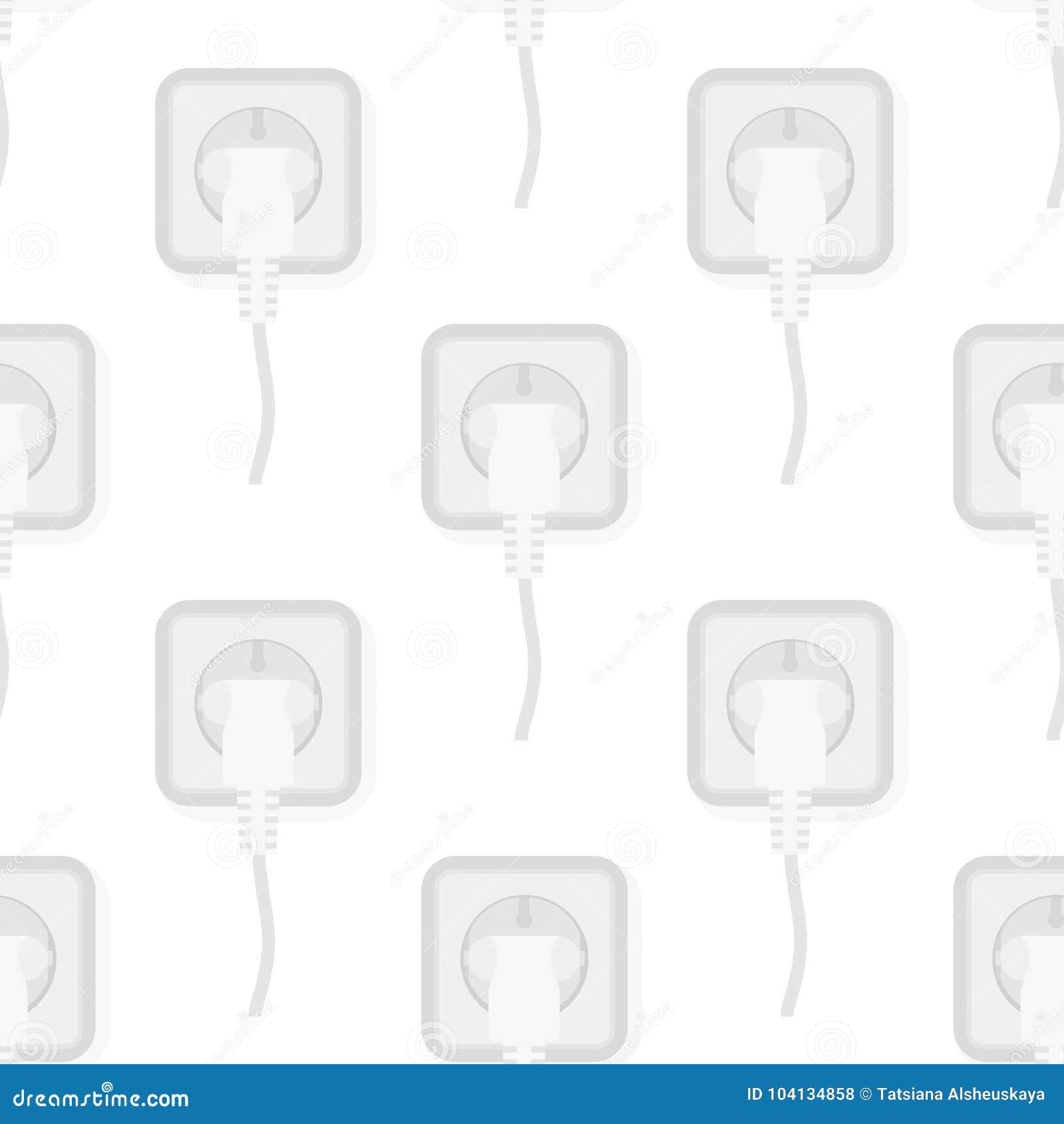 Power Socket. Vector Seamless Pattern with a Plug Included in the ...