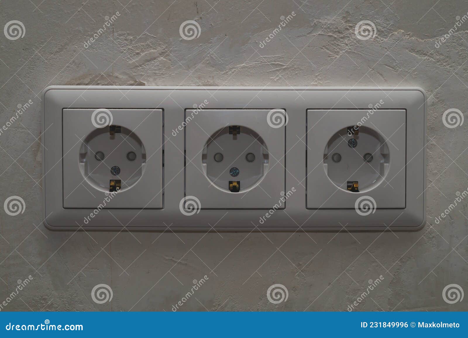 Power Socket in the Wall. Electrical Outlet Close Up. Repair Process ...