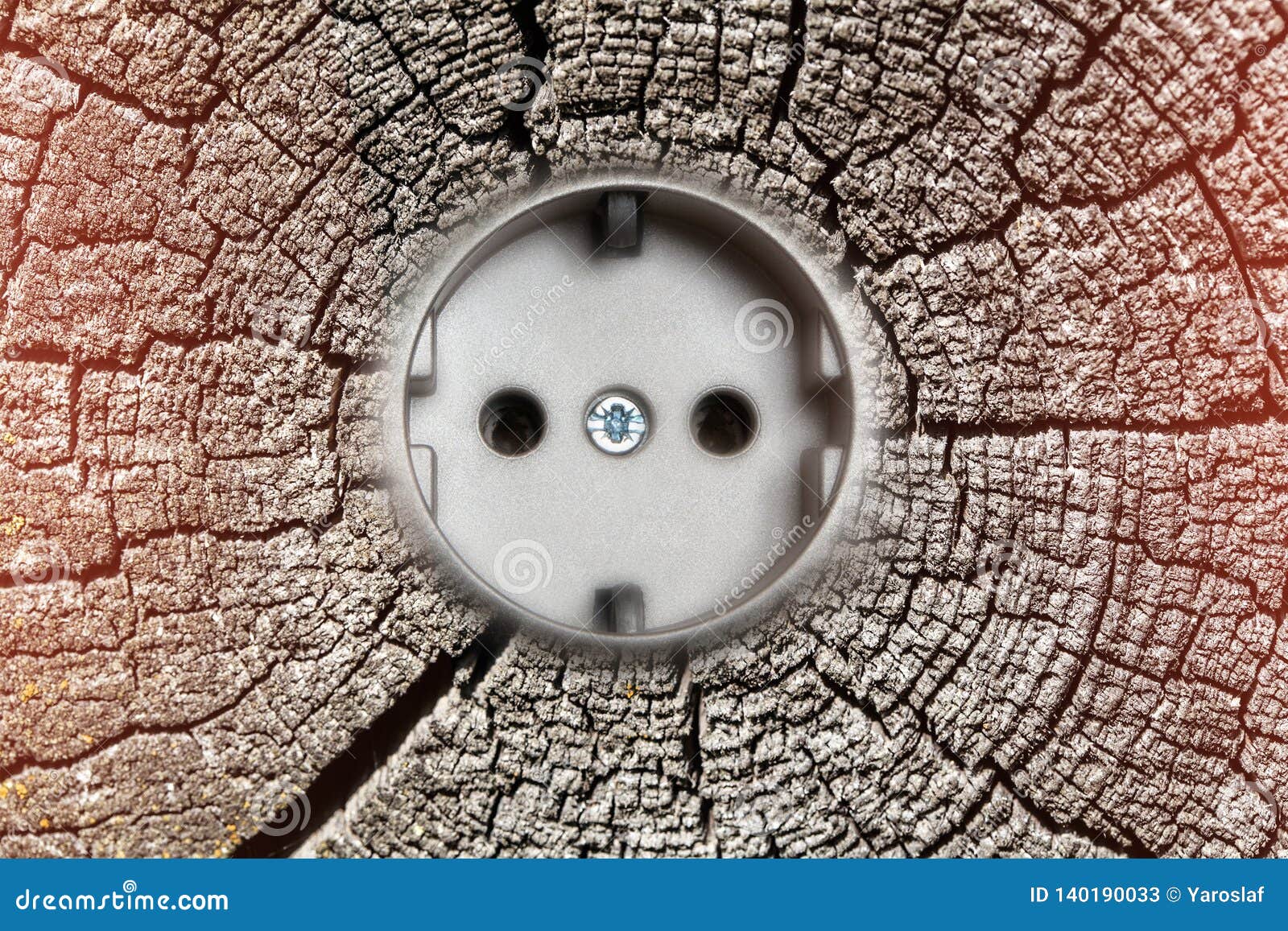Power Socket in Wood, Form of a Round Stock Image - Image of connection ...