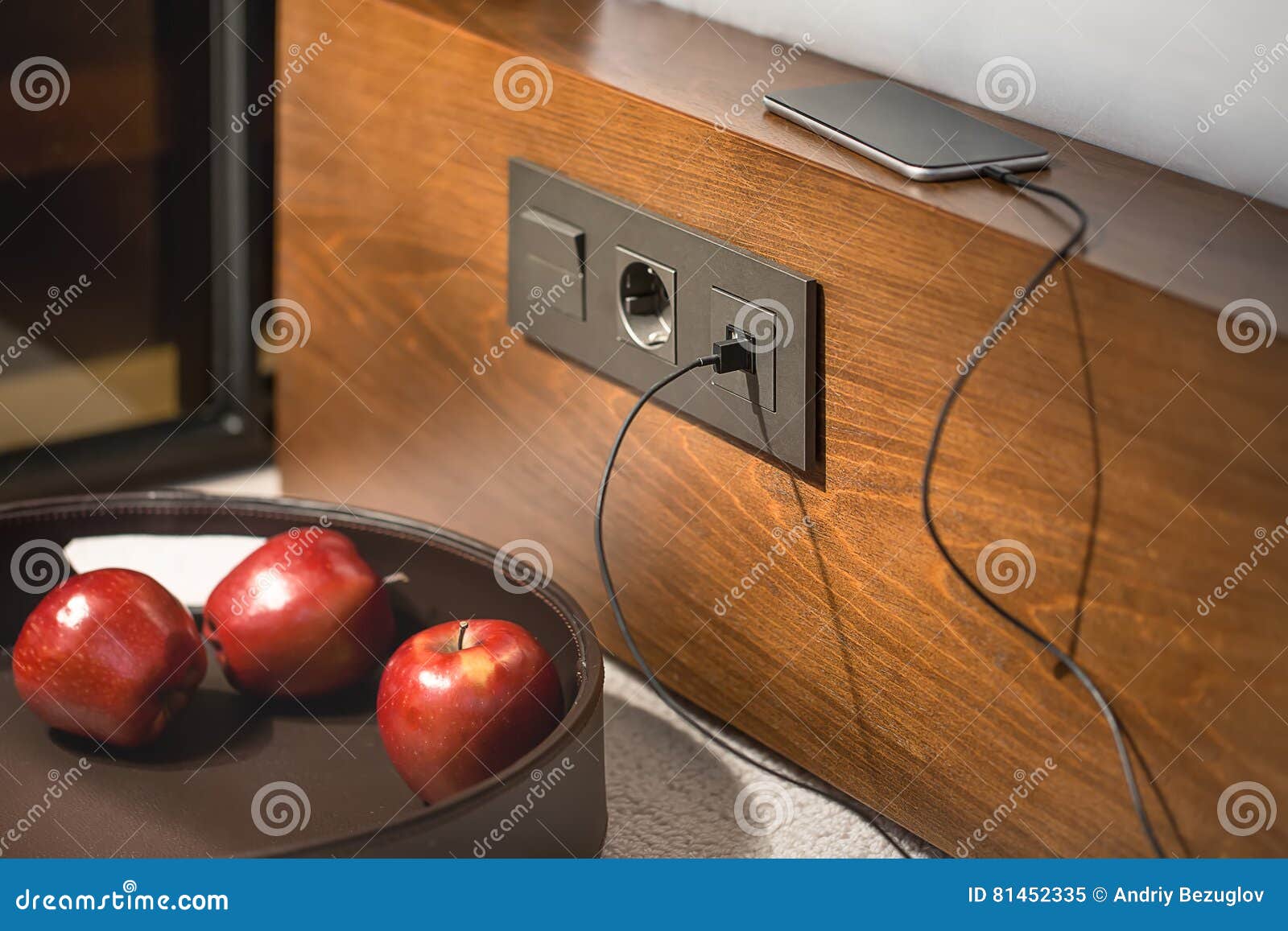 Power Socket on Wooden Rack Stock Image - Image of estate, interior ...