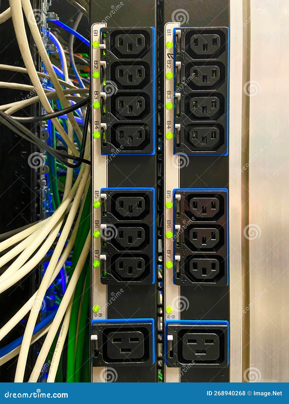 Power Sockets on Power Bar Mounted on Side of Data Equipment Rack Stock ...
