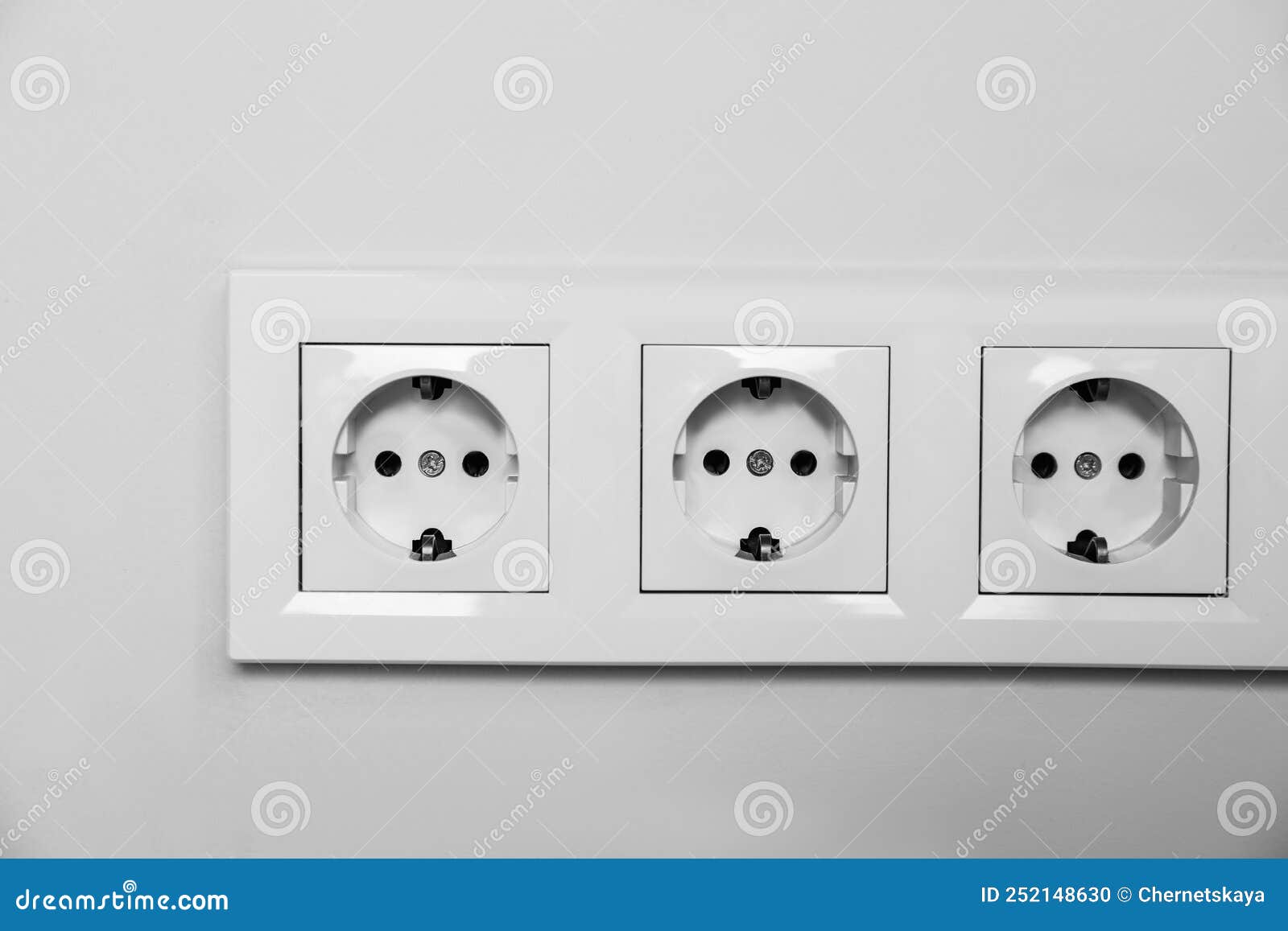 Power Sockets on White Wall. Electrical Supply Stock Photo - Image of ...