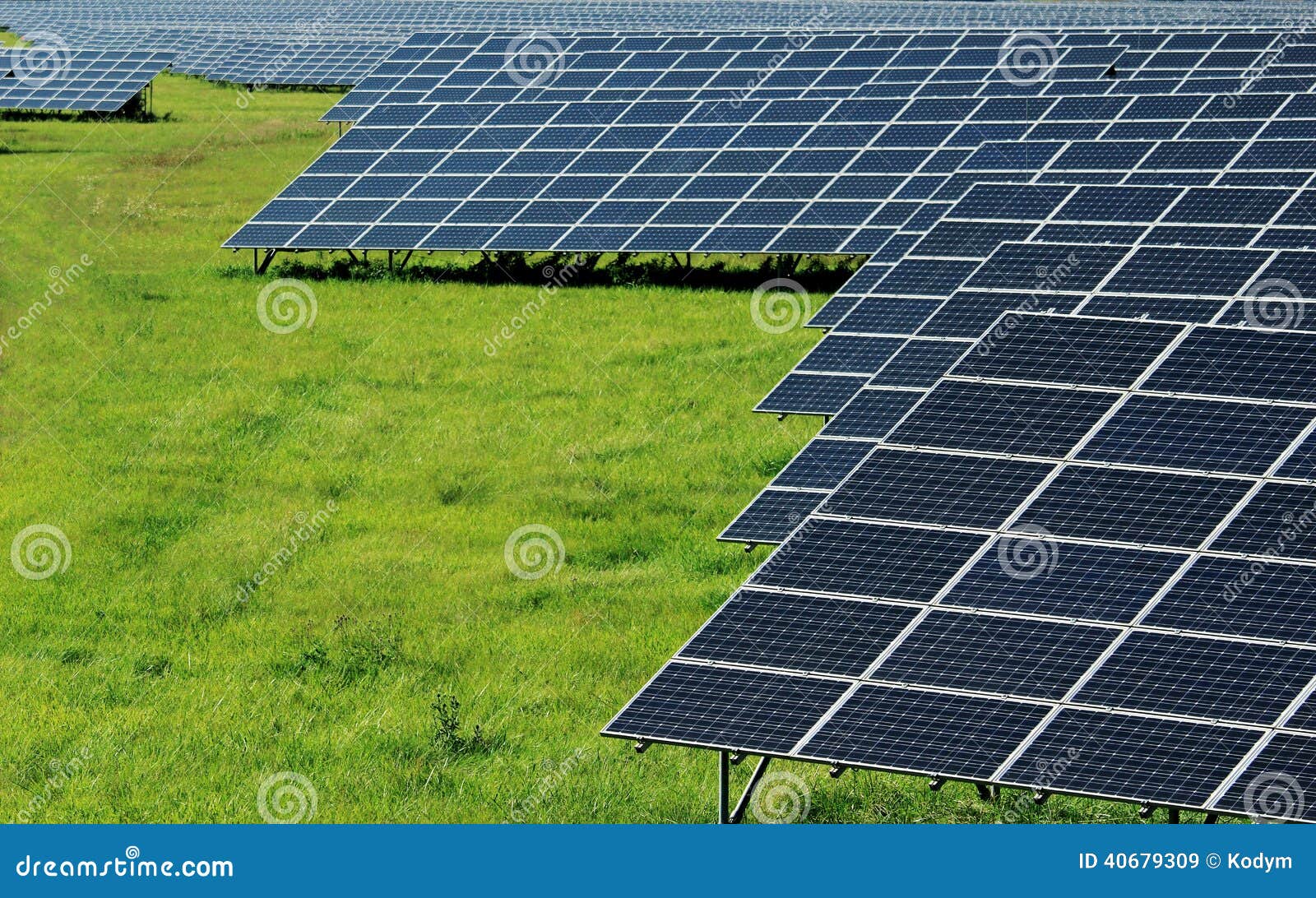 Power Solar Plant on the Green Field Stock Image - Image of environment ...