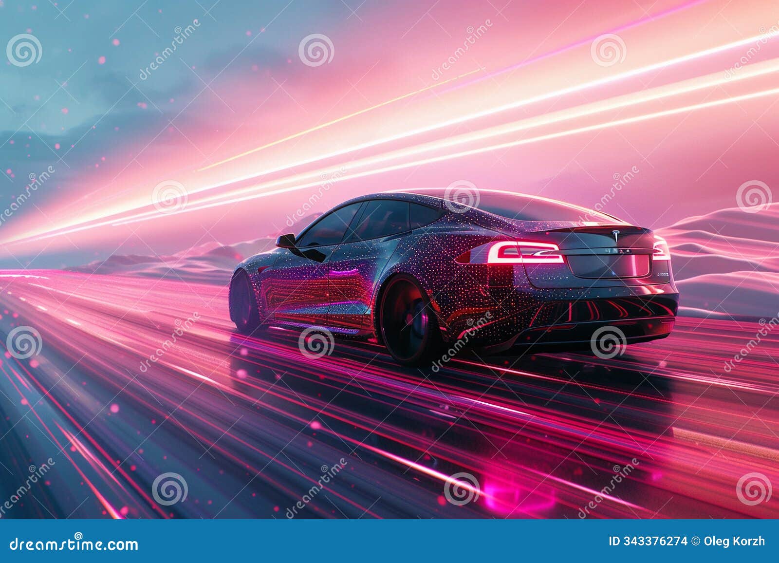 Power Source for Charging Battery of Hybrid Electric Car on Road Stock ...