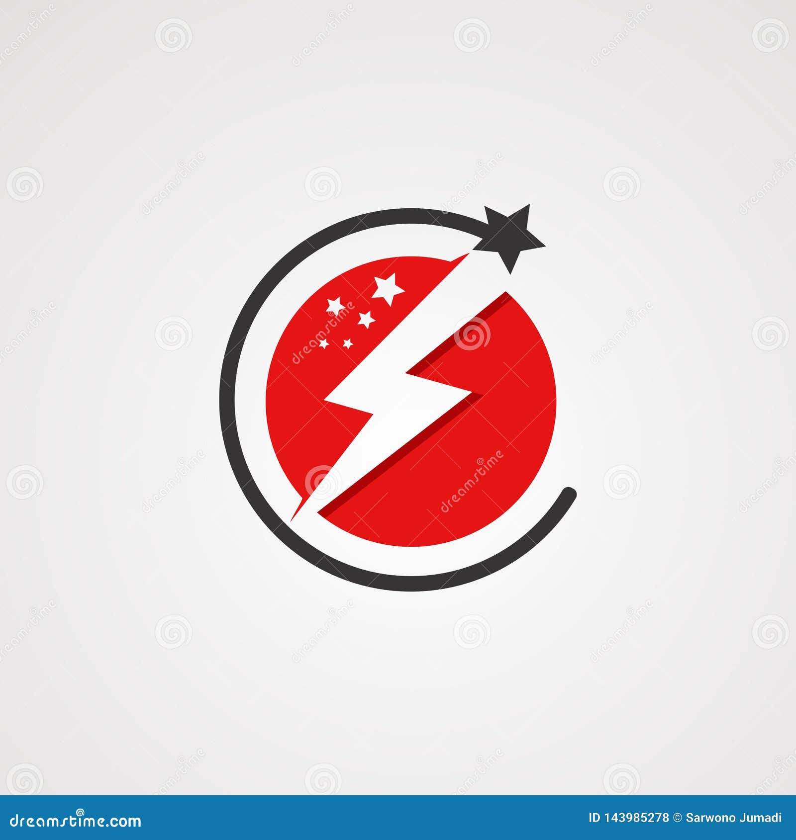 Power Star Logo Vector with Circle Red Color Concept, Element, Template ...