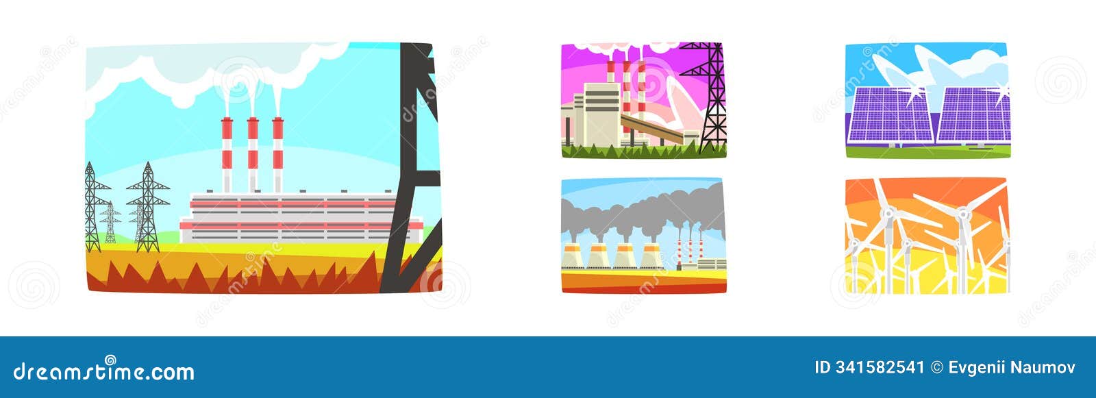Power Station and Energy Source Generation Vector Set Stock ...