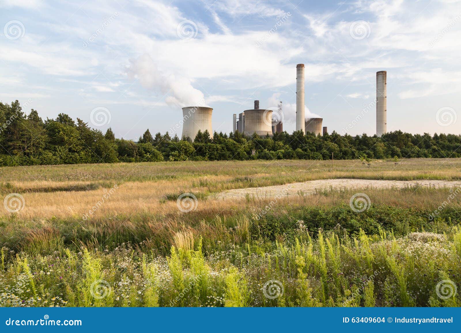 Power Station in Green Landscape Stock Photo - Image of coal ...