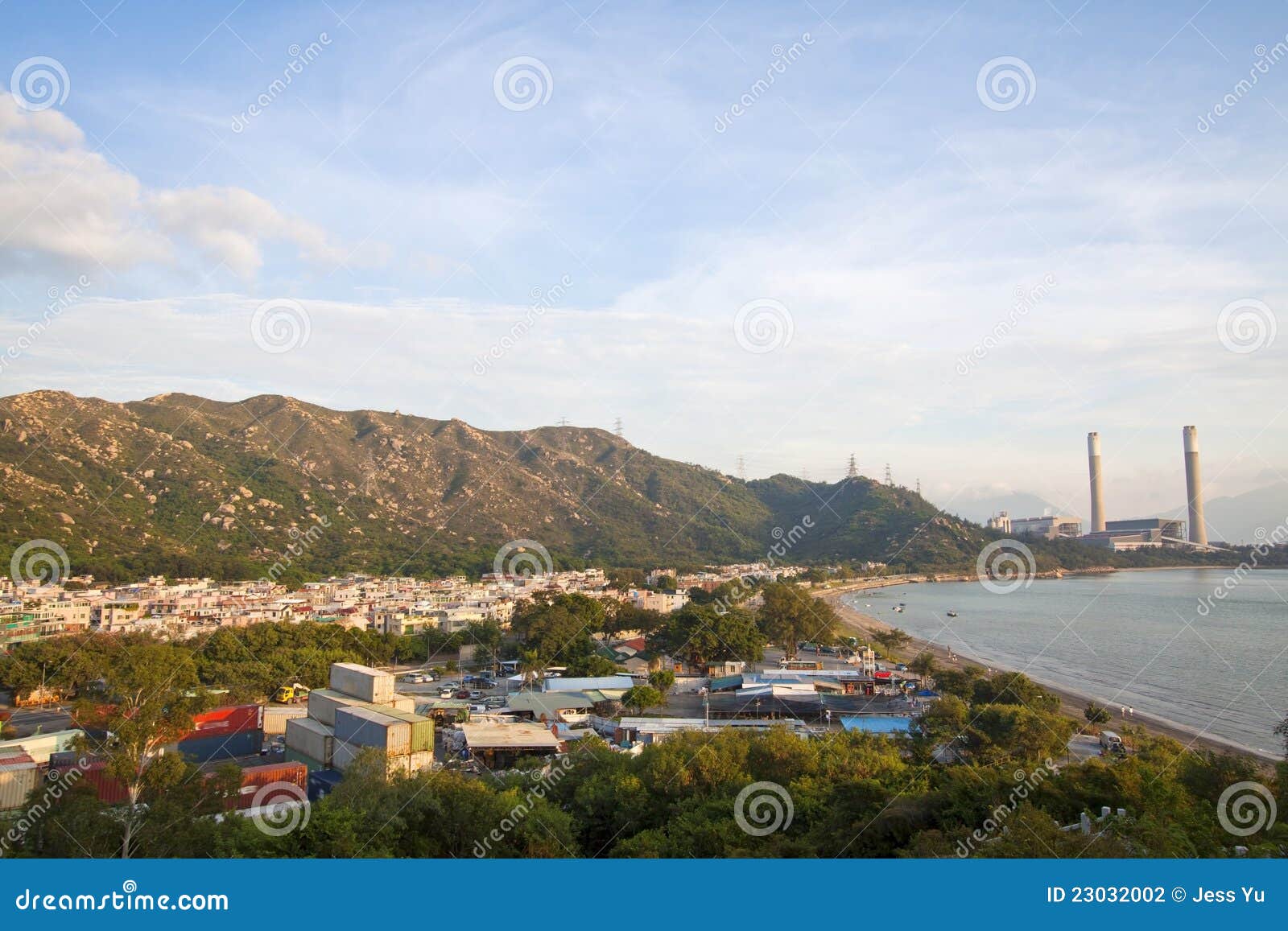 Power Station and Mountain Landscape in Hong Kong Stock Photo - Image ...