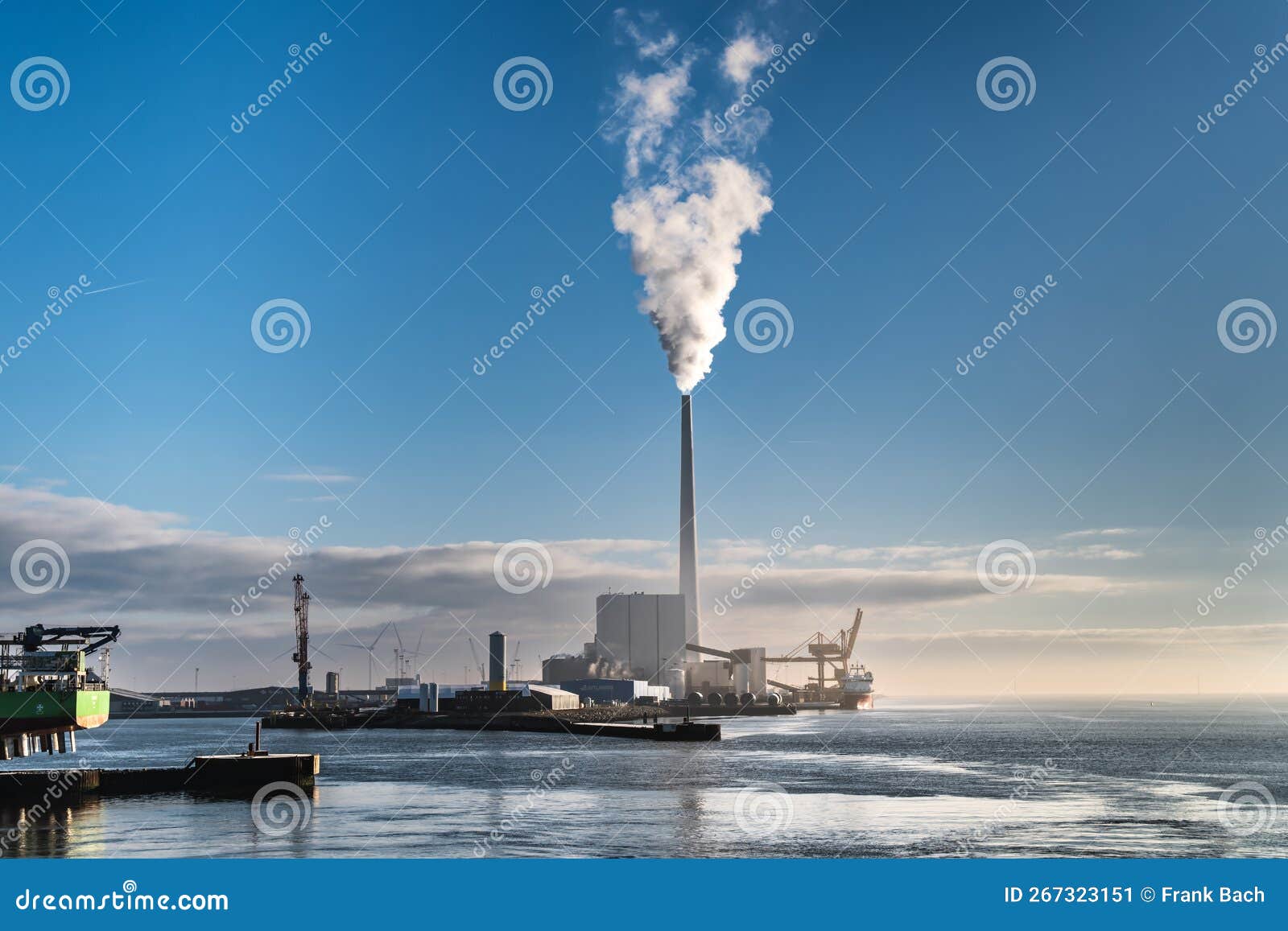 Power Station Panorama in Esbjerg Harbor in Denmark Stock Image - Image ...