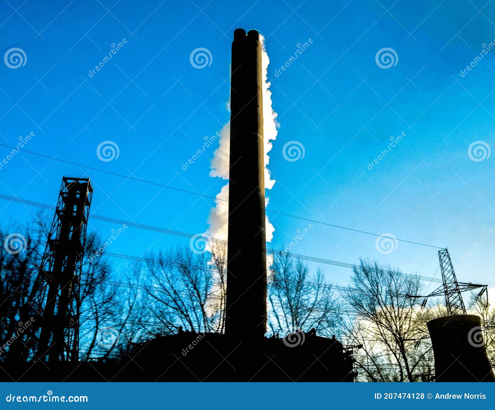 Power Station Stacks stock photo. Image of chimney, nuclear - 207474128