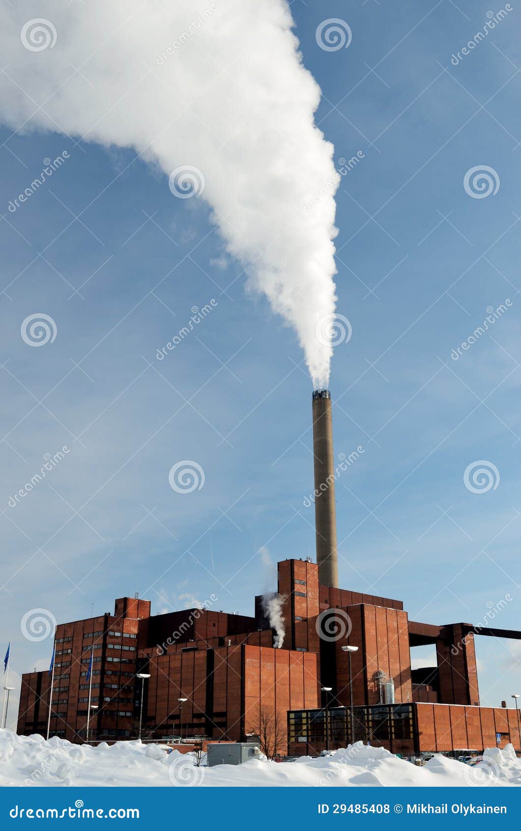 Power Station in Winter, Steam from Stack Stock Photo - Image of ...