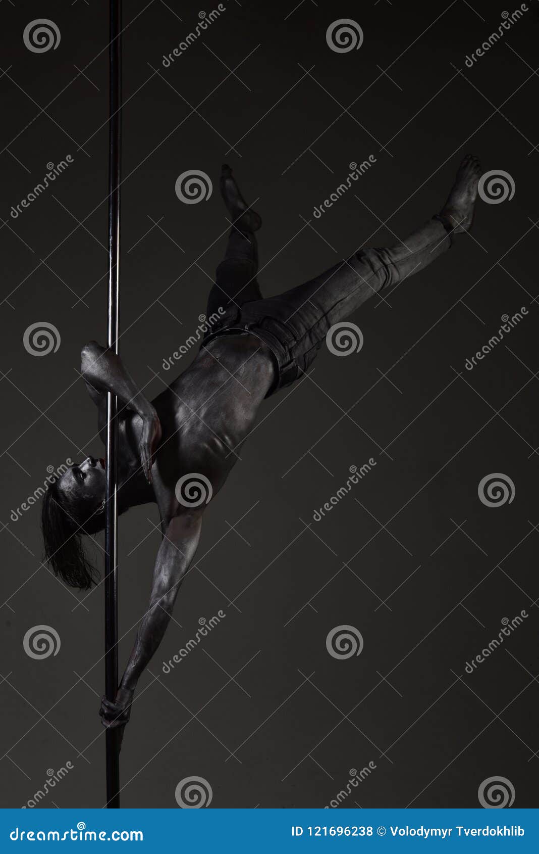 Power and Strength. Power of Silver Man Pylon Dancer. Stock Photo ...