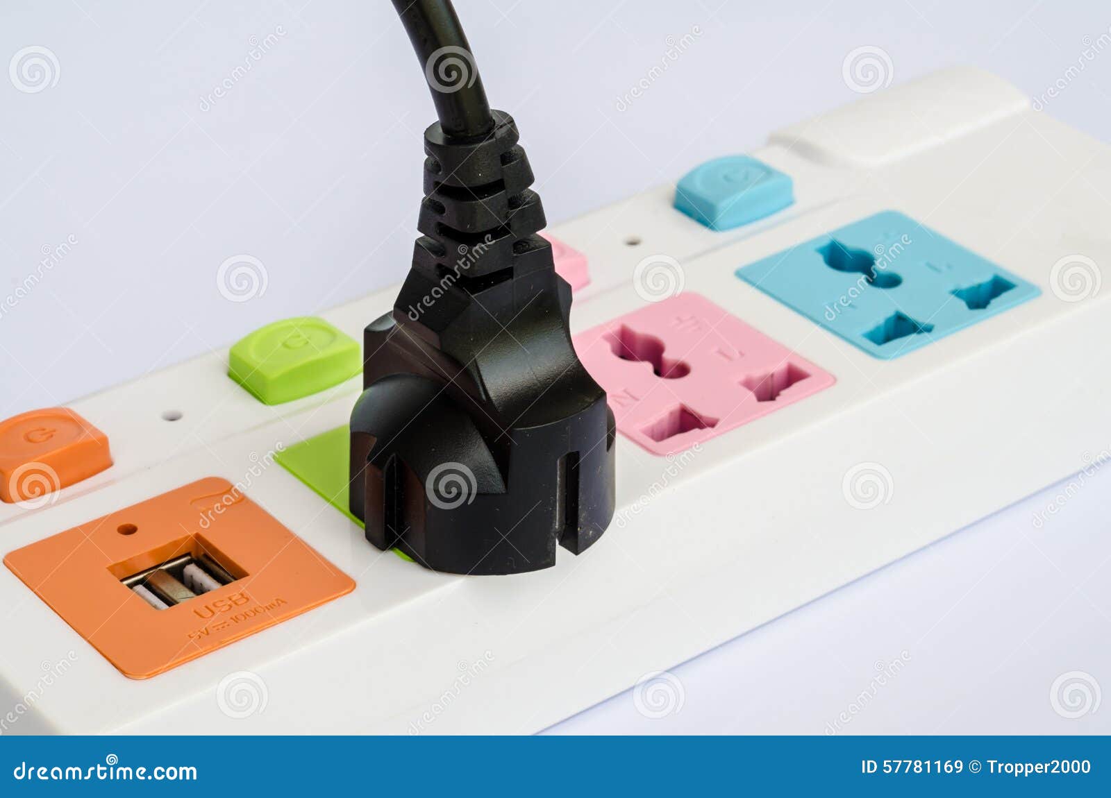 The power strip . stock image. Image of multiple, current - 57781169