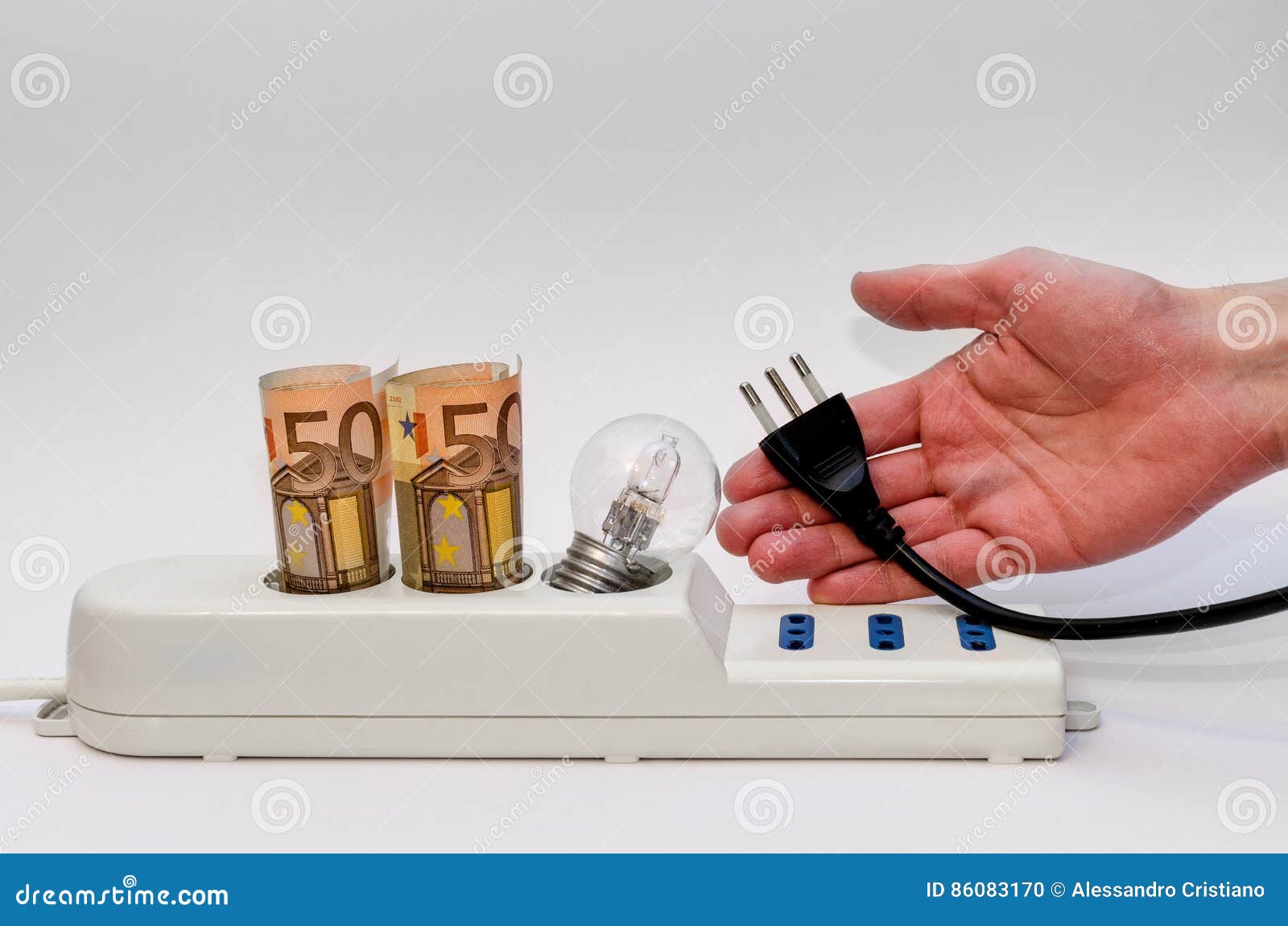 Power Strip with Money and Plug Stock Photo - Image of isolated ...