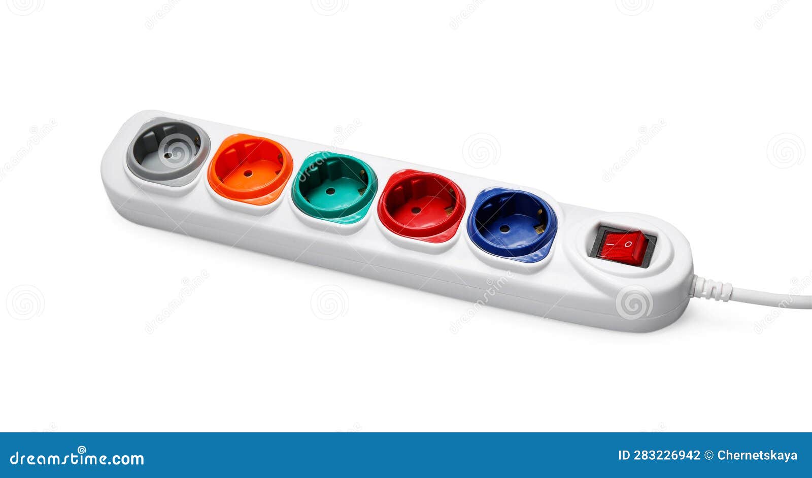 Power Strip with Switch Button on White Background Stock Photo - Image ...