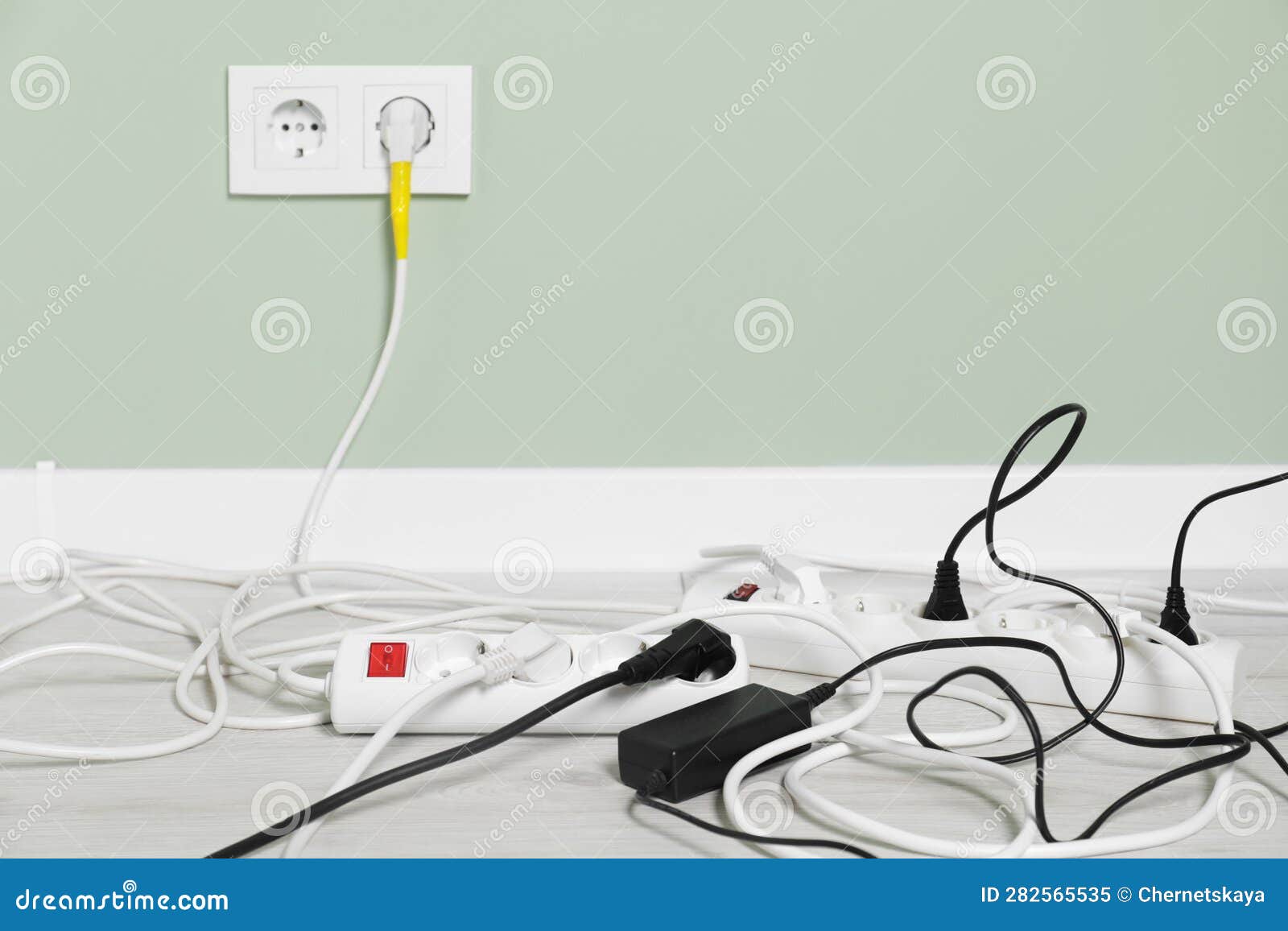 Power Strips with Different Electrical Plugs on Floor Indoors, Space ...