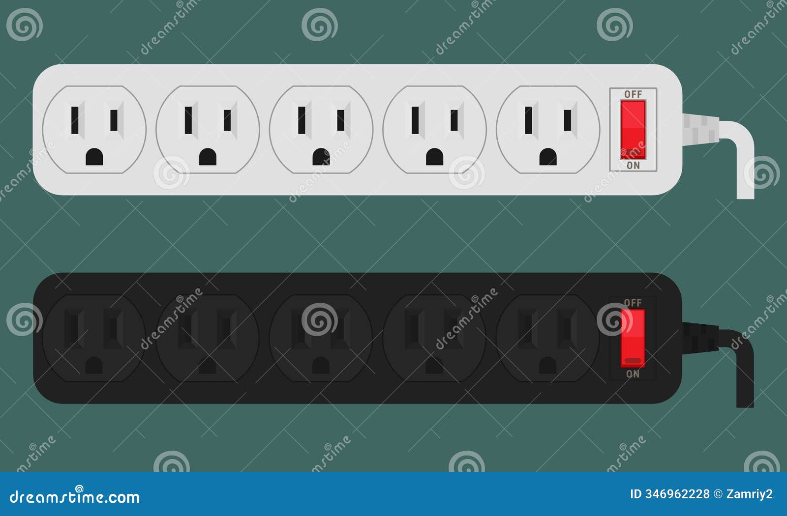 Power Strips with Outlets of Type B Stock Illustration - Illustration ...