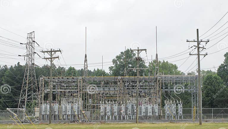 Power Substation Behind Fences Stock Photo - Image of vehicle, facility ...