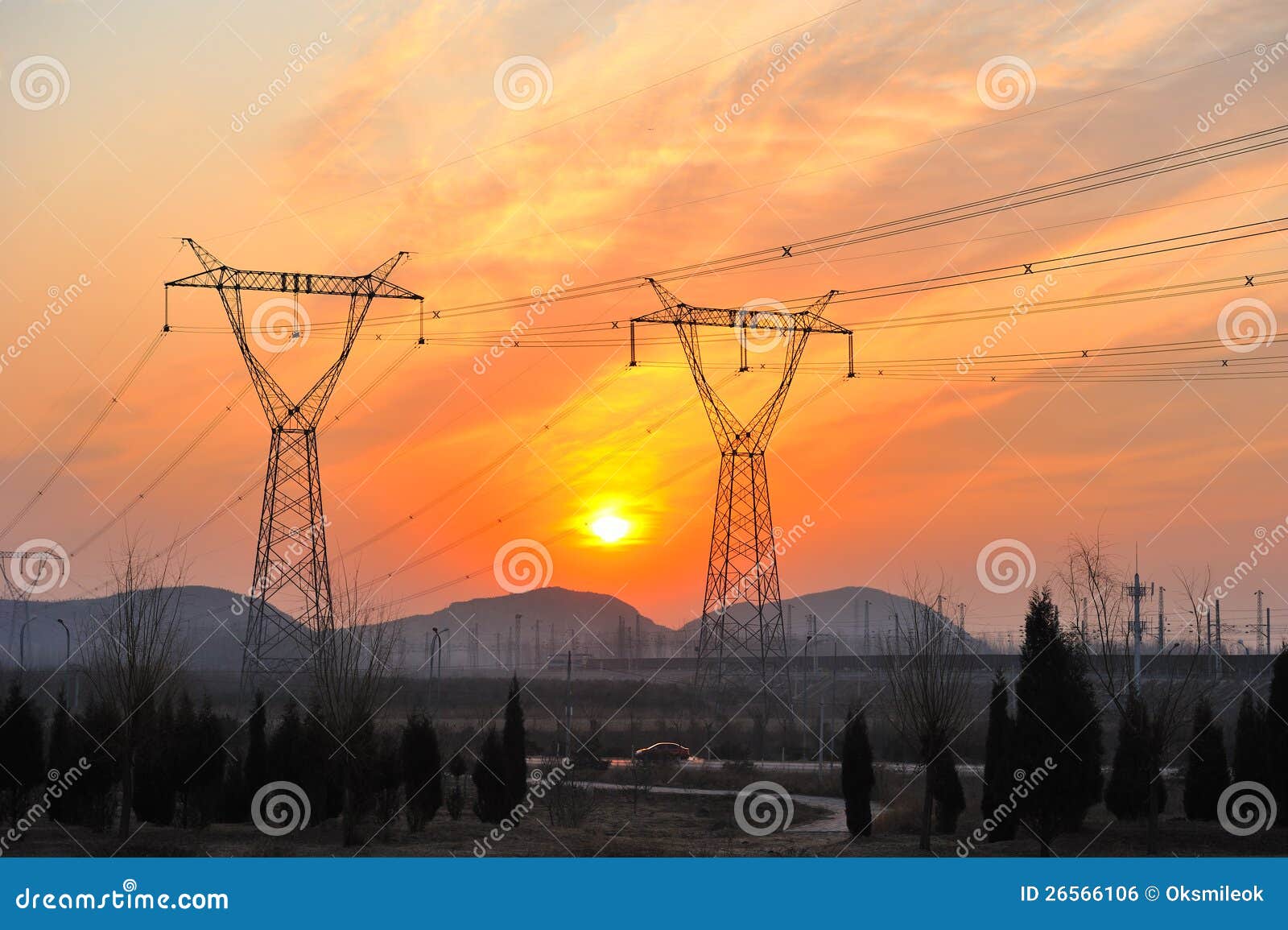 Power sunrise stock photo. Image of shadow, tree, mountain - 26566106
