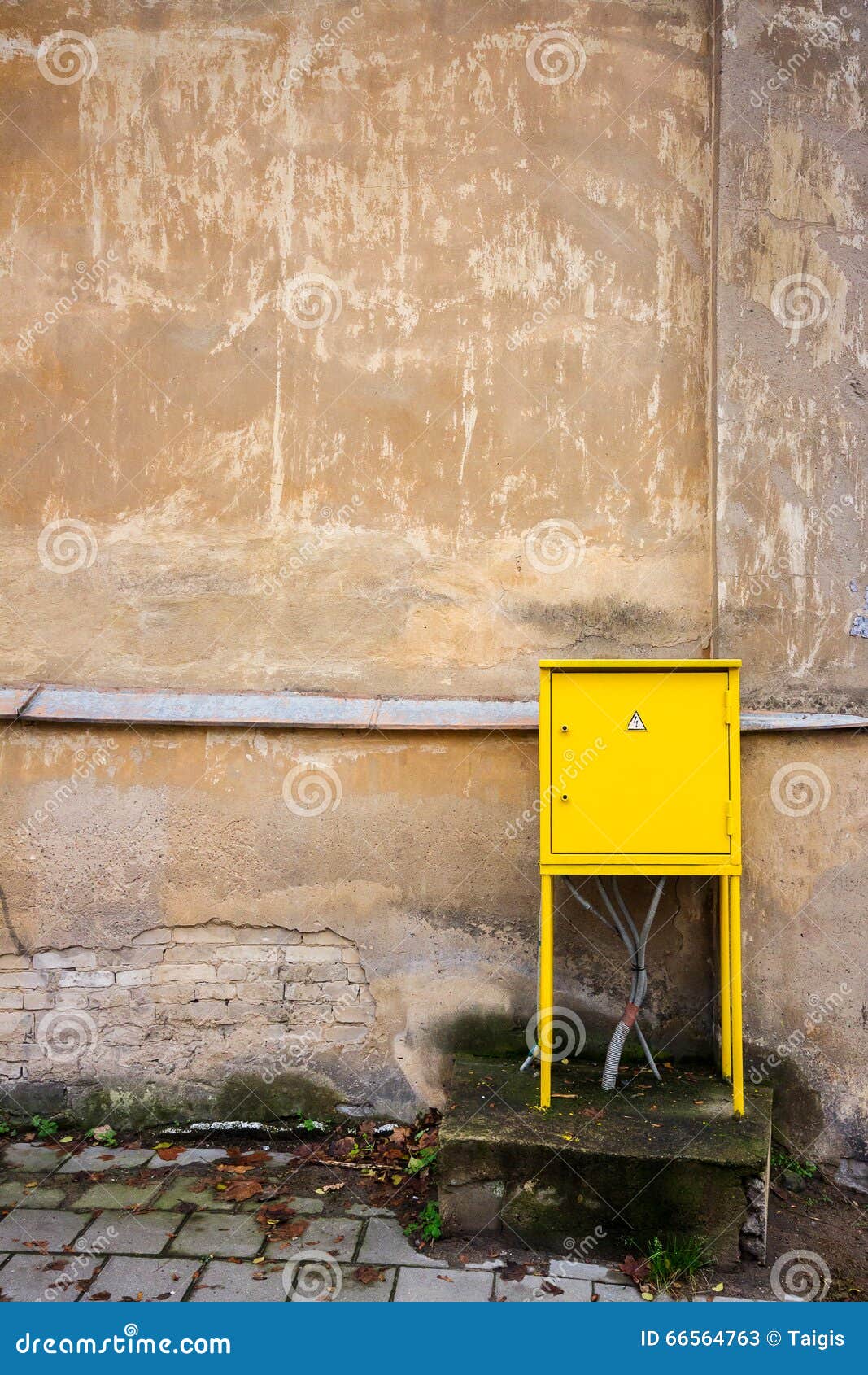 Power supply box on a wall stock image. Image of distribution - 66564763