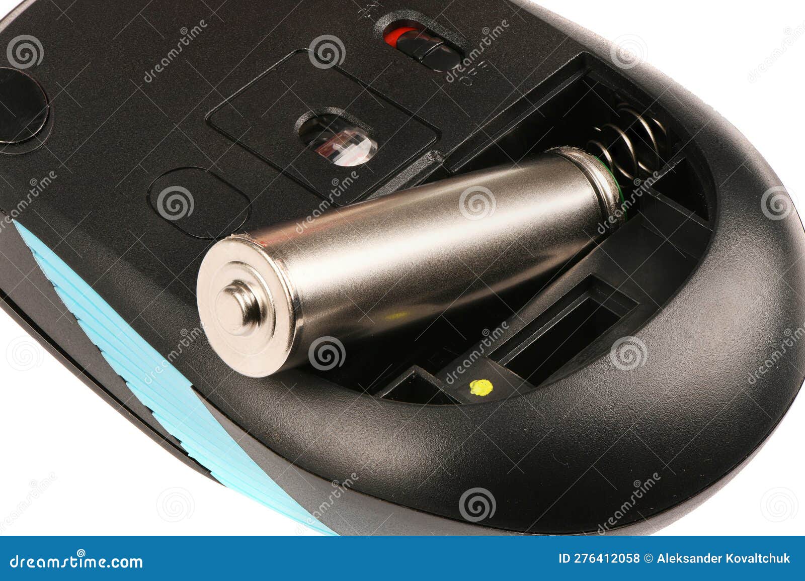 Power Supply Compartment for a Wireless Computer Mouse. Extrem Close-up ...