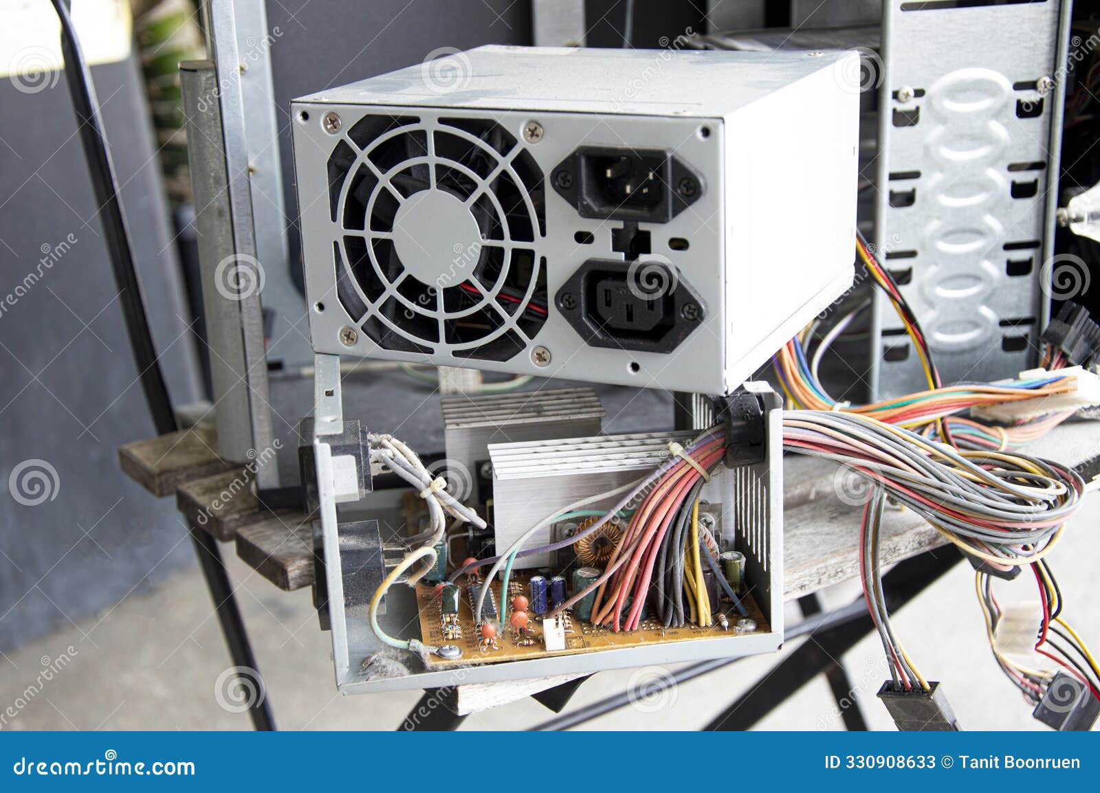 Power Supply of Computers that are Old Stock Image - Image of grey ...