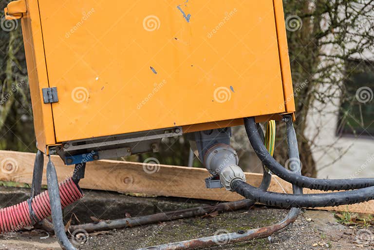 Power Supply through Distribution Box - Site Electricity Stock Photo ...