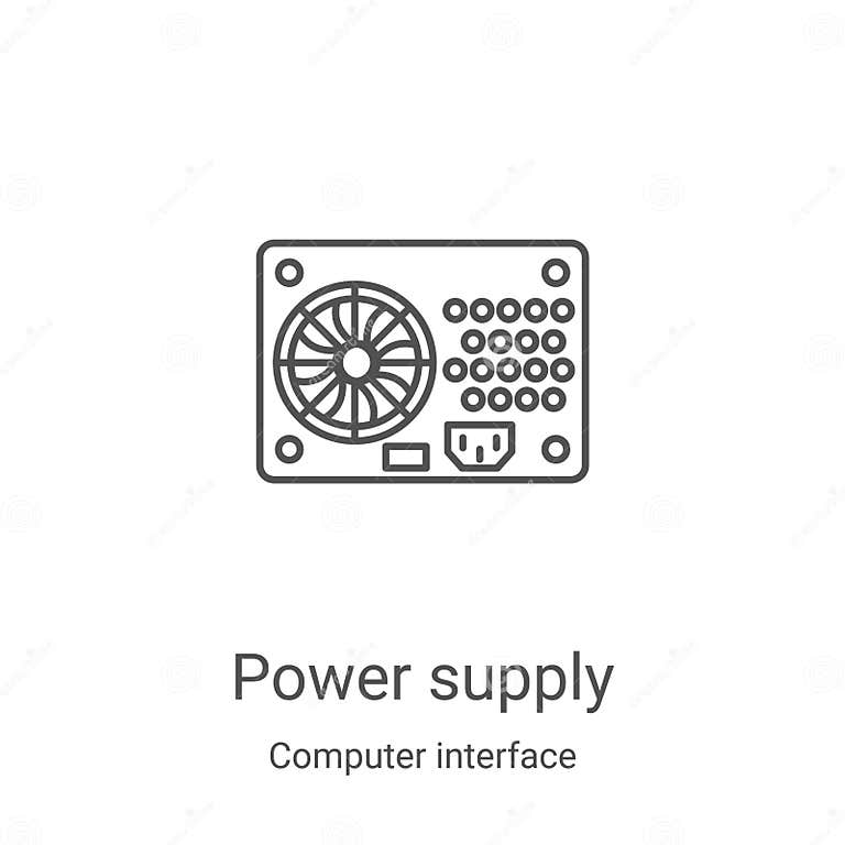 Power Supply Icon Vector from Computer Interface Collection. Thin Line ...