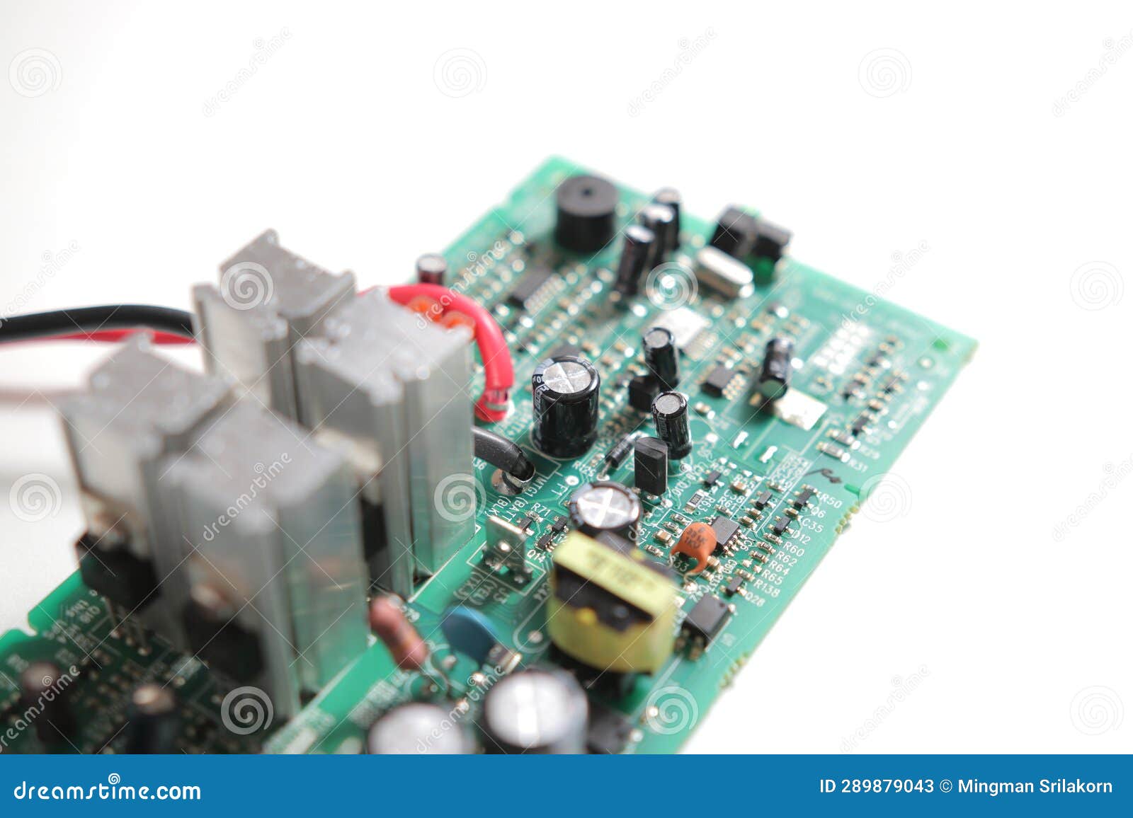 Power Supply Modern Printed-circuit Board with Electronic Components ...