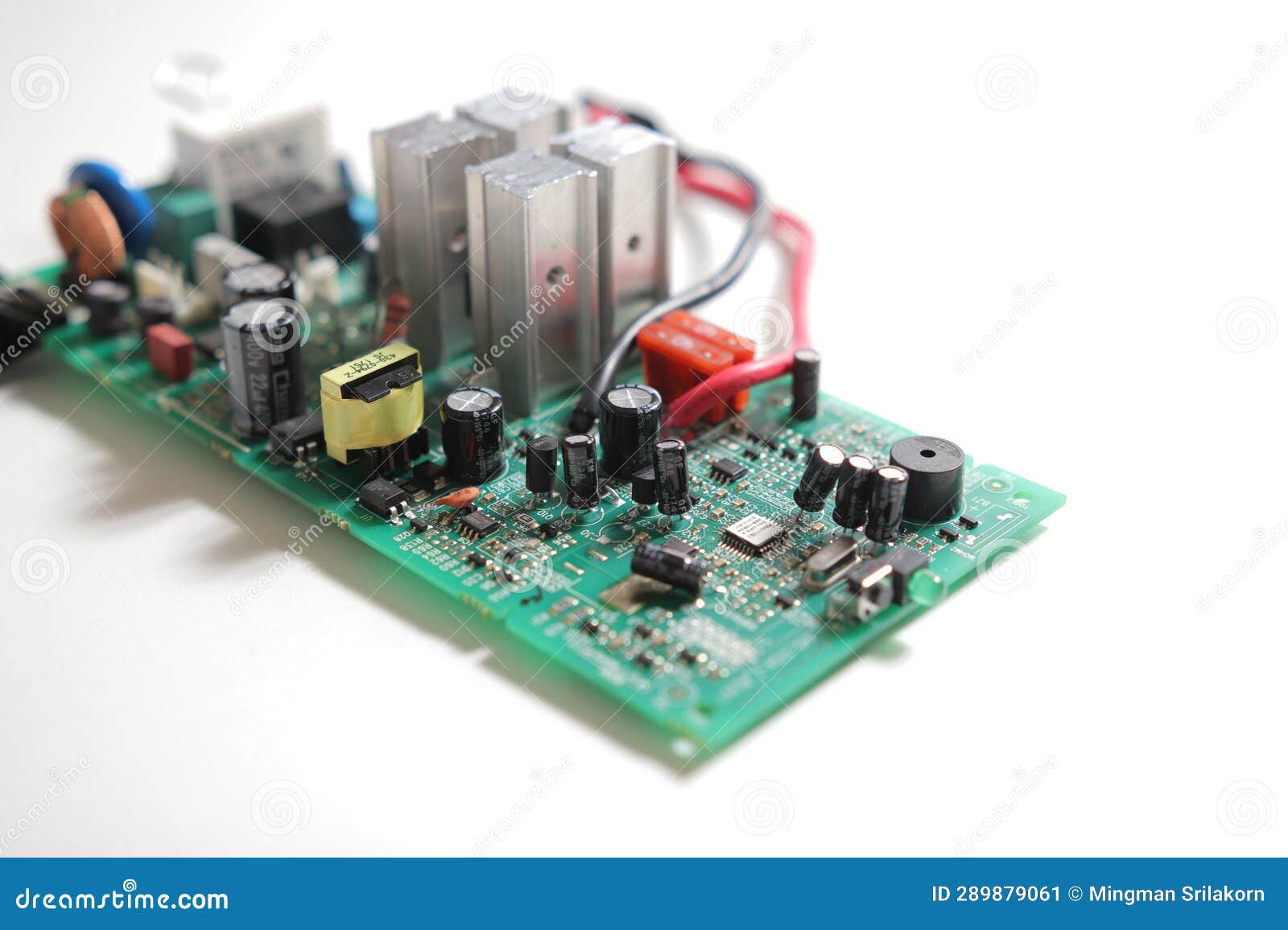 Power Supply Modern Printed-circuit Board with Electronic Components ...