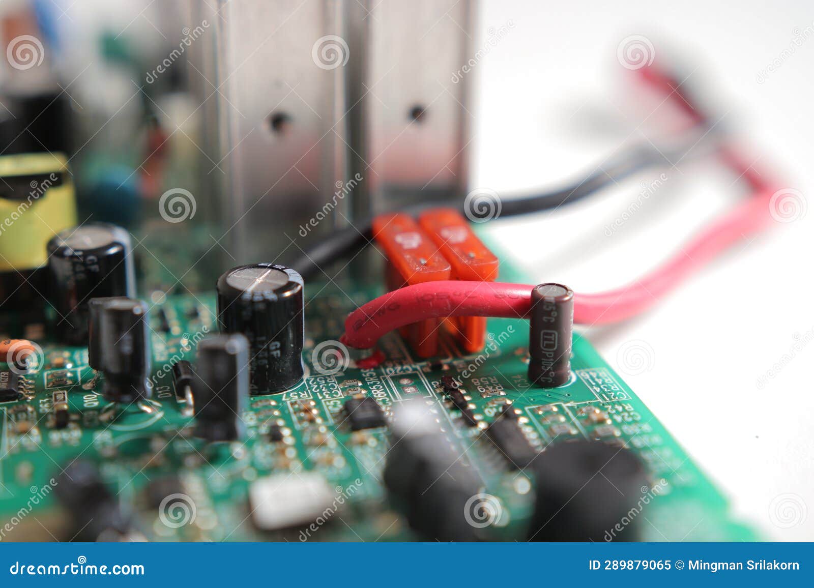 Power Supply Modern Printed-circuit Board with Electronic Components ...